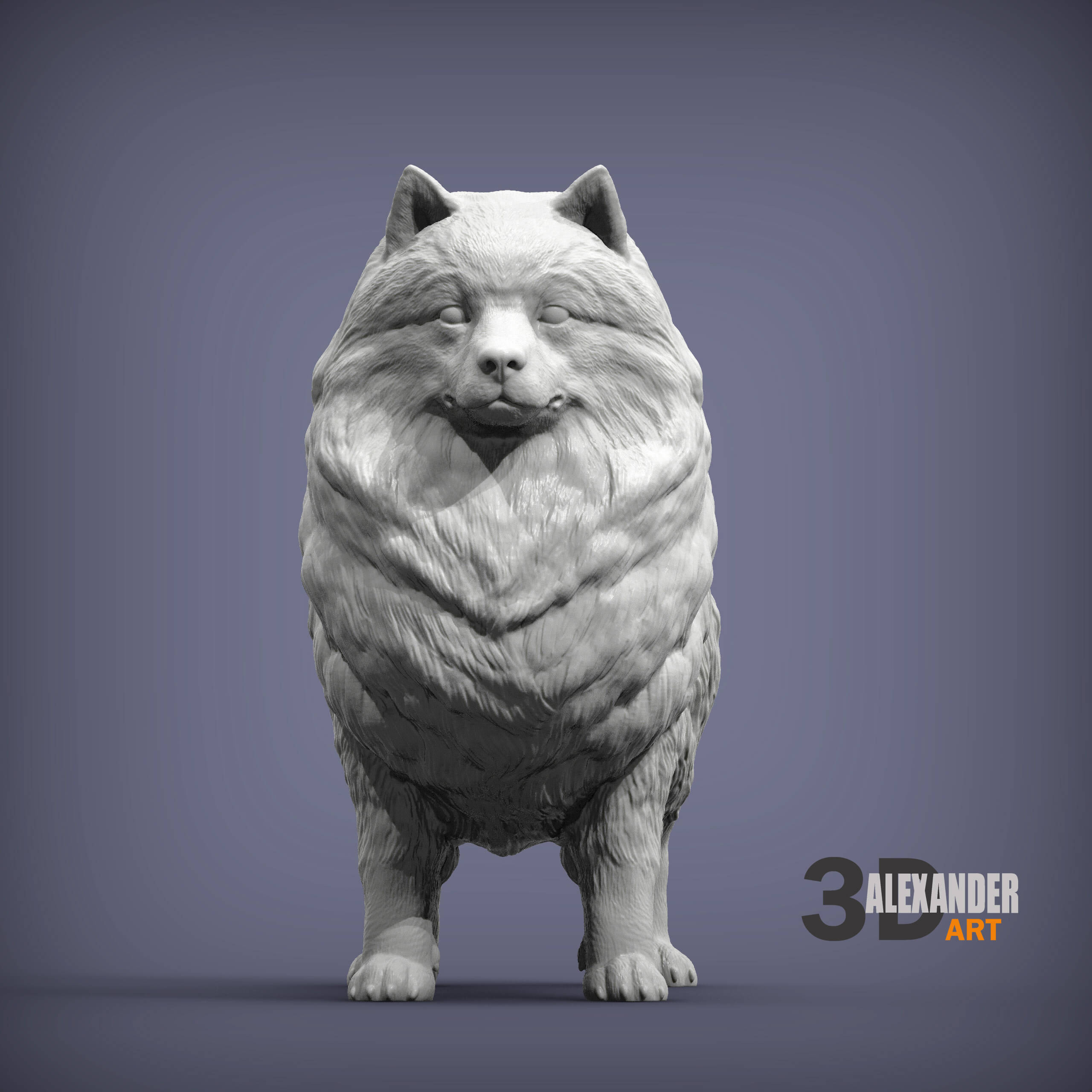 Keeshond Sculpture - 3D Model by Alexander3dart