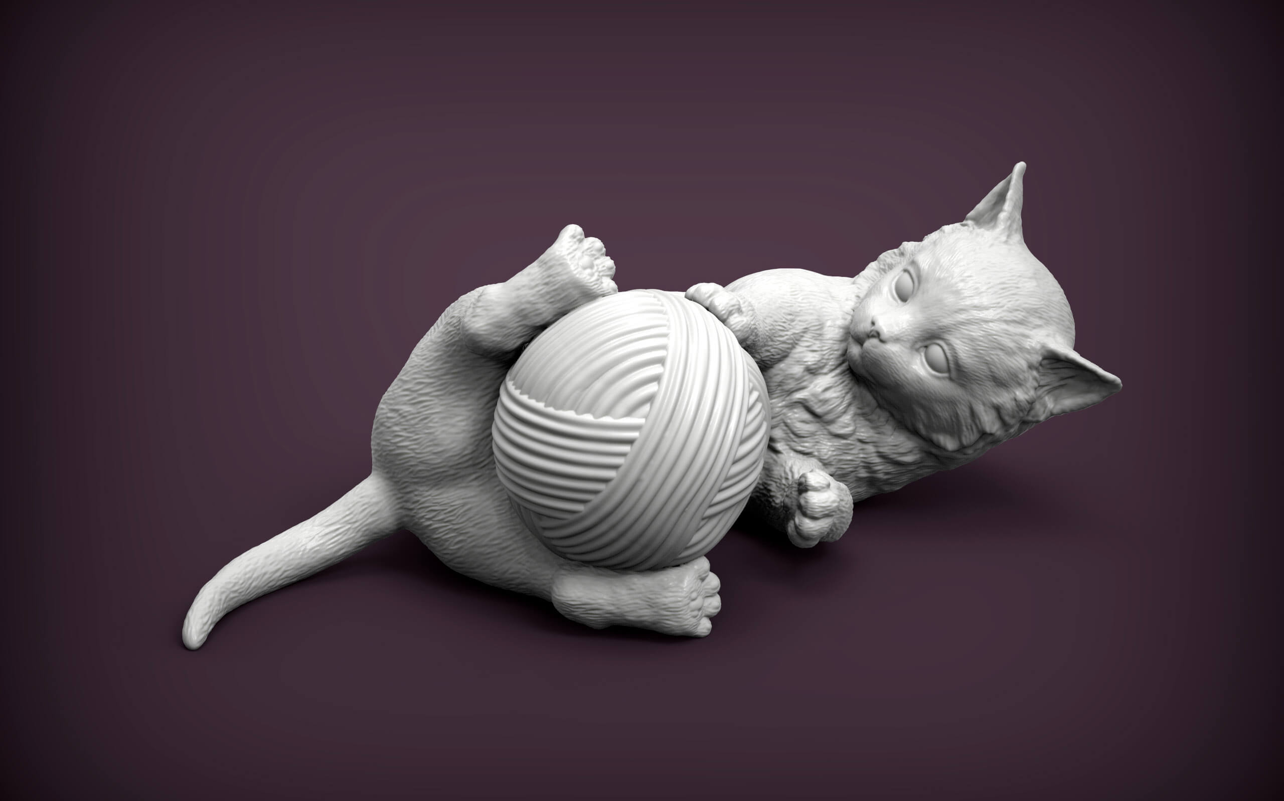 Kitten Playing - 3D Model by Alexander3dart