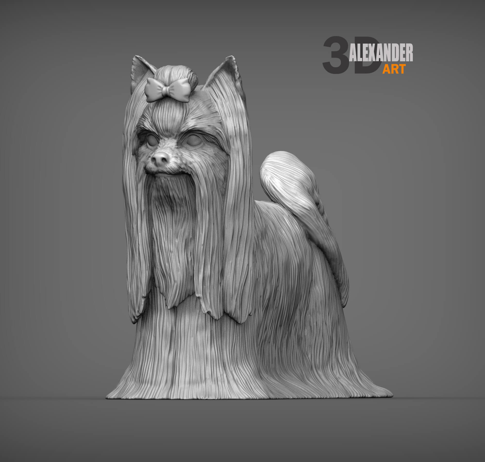 Long-Haired Yorkshire Terrier 3D Print Model by Alexander3dart
