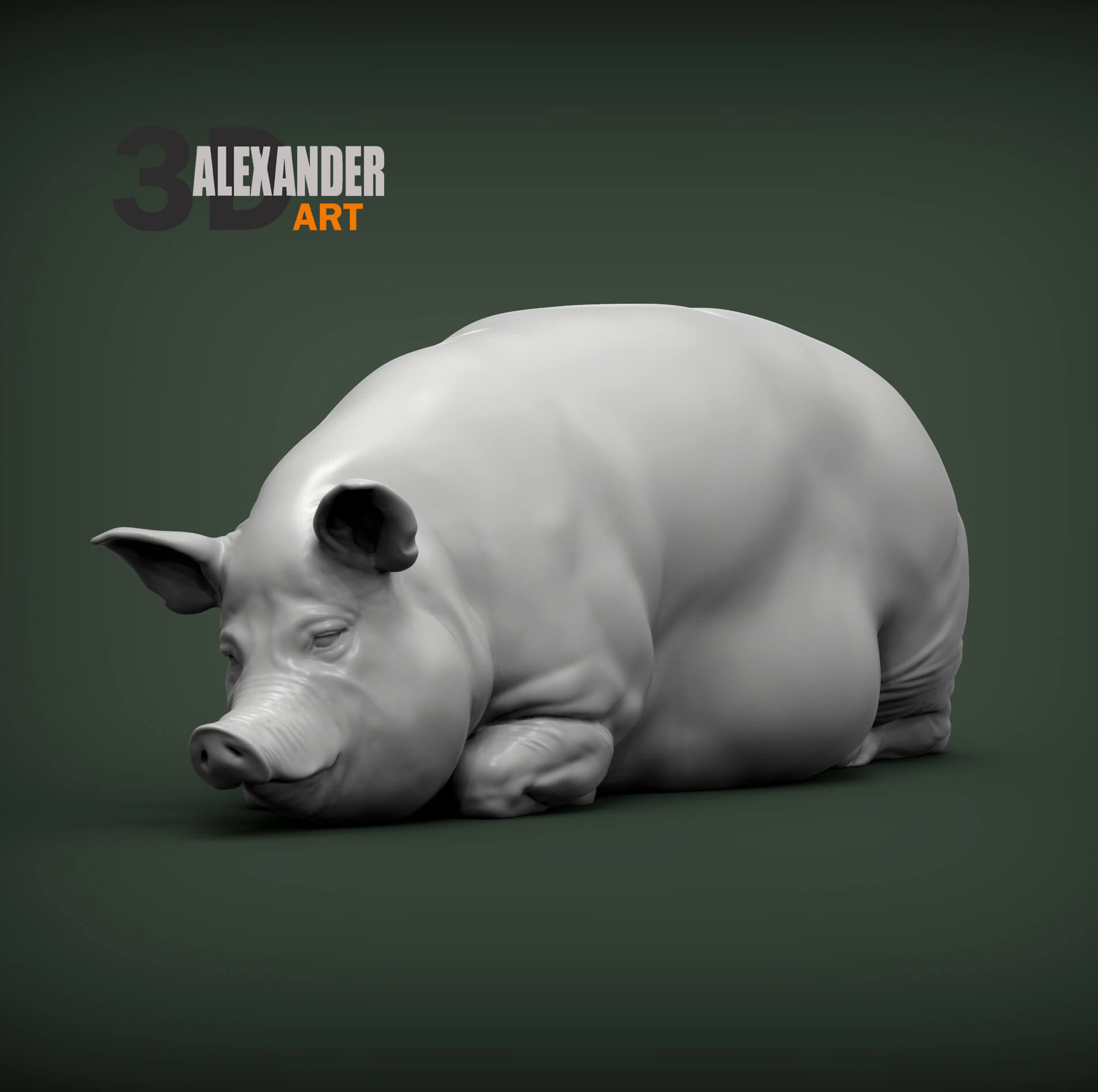 Lying Pig 3D model by Alexander3dart