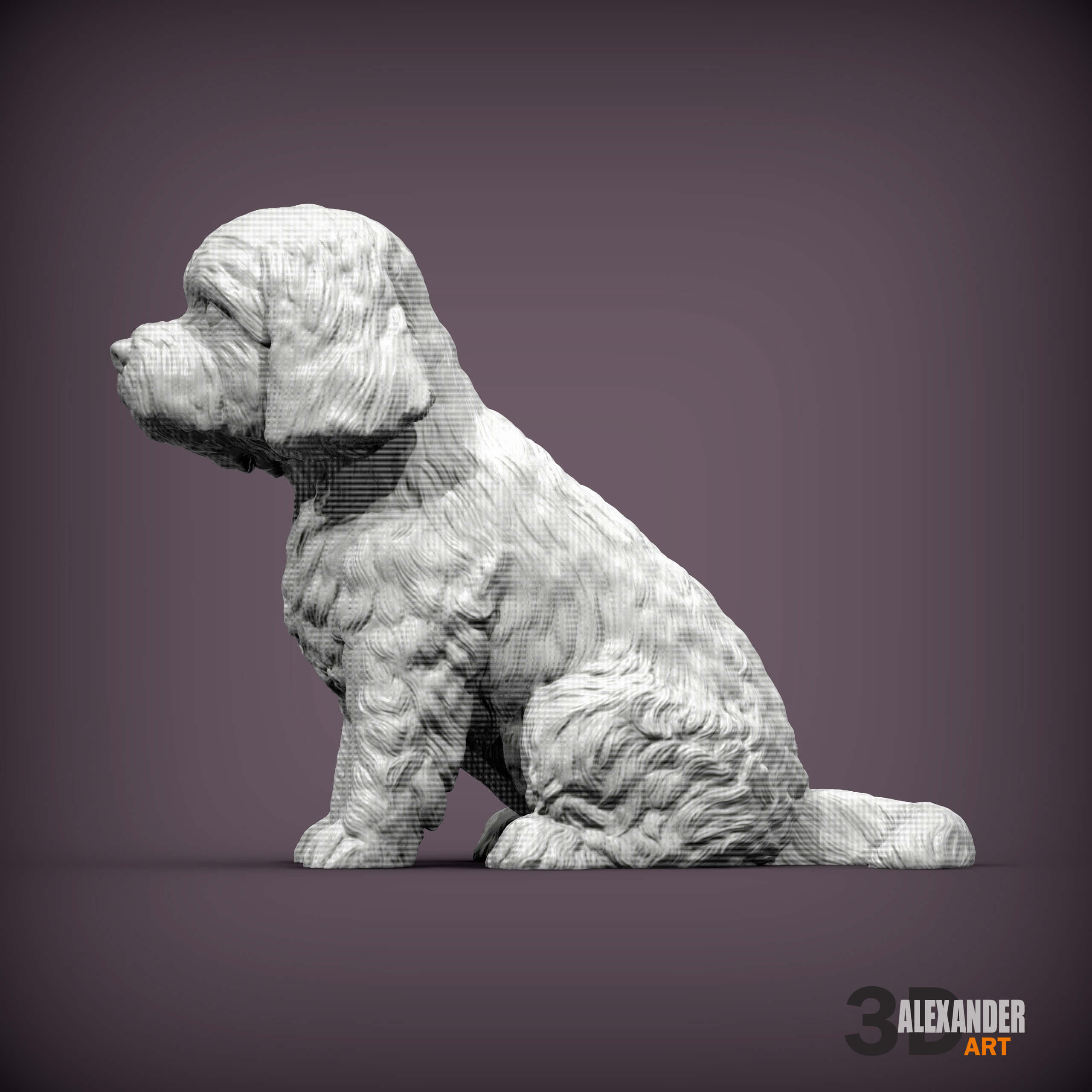 Maltese Dog Sitting - 3D Model by Alexander3dart