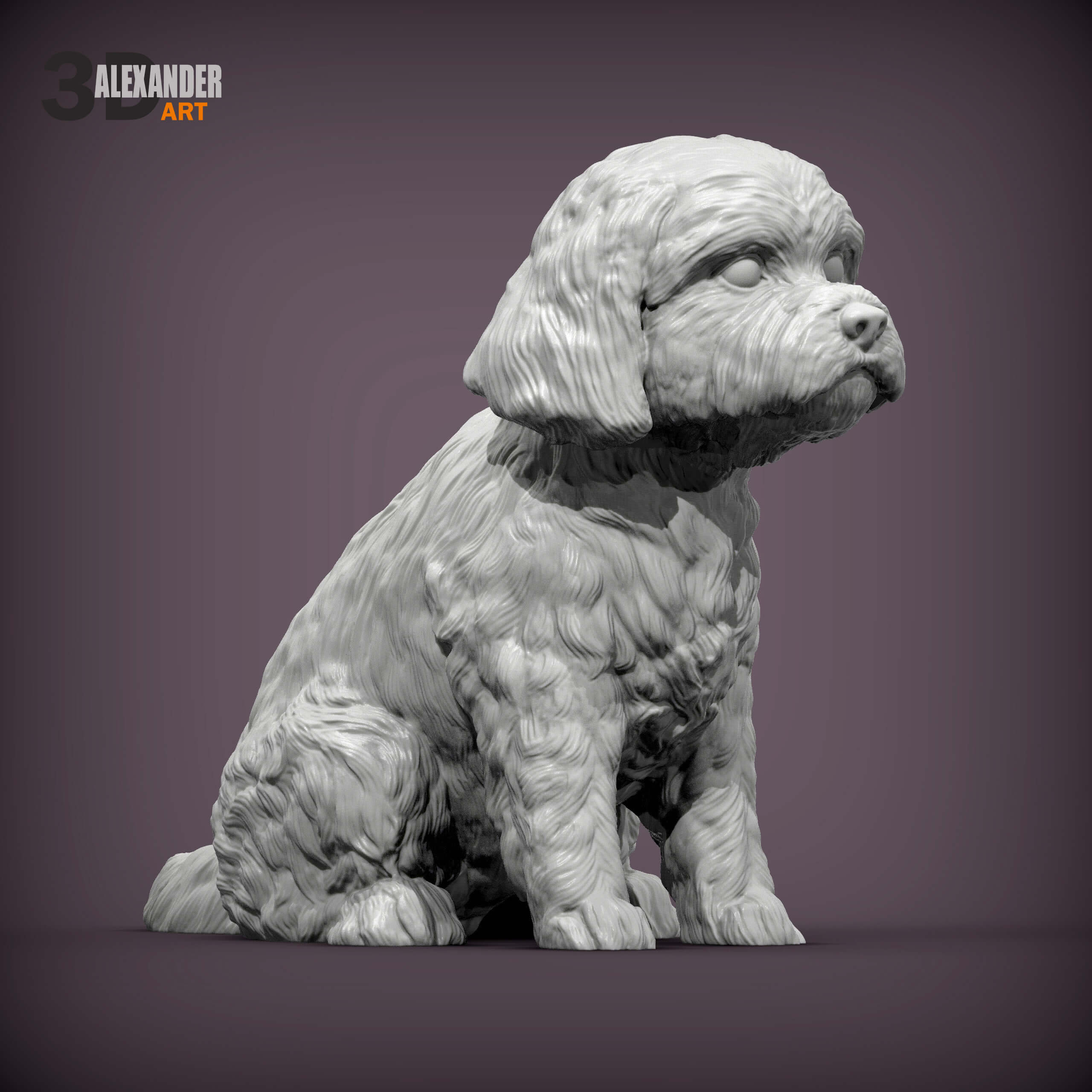 Maltese Dog Sitting - 3D Model by Alexander3dart
