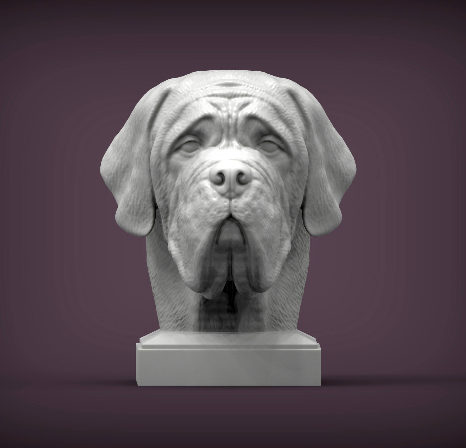 Sculpture of a Mastiff Bust - 3D Model by Alexander3dart
