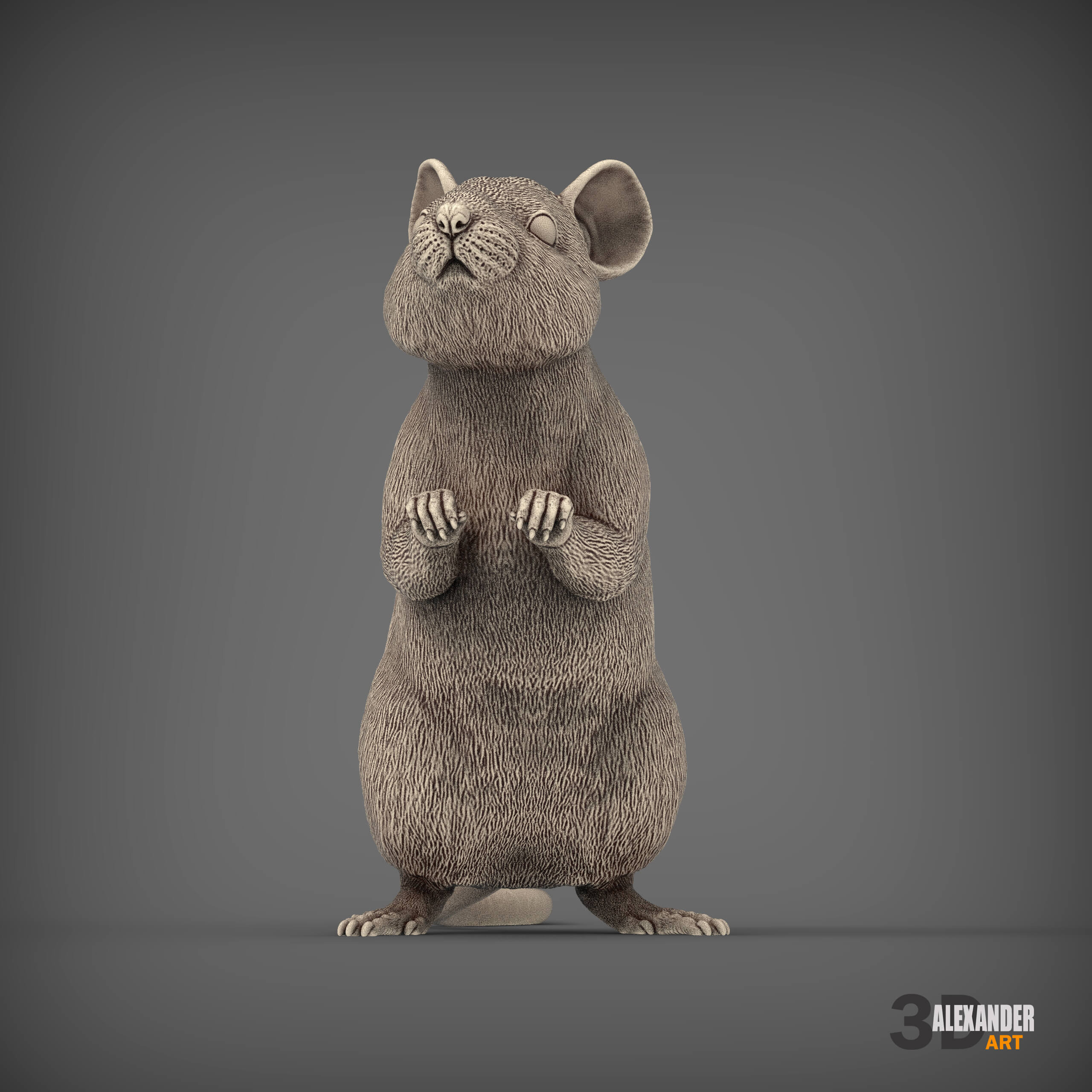 Mouse on Hind Legs - 3D Model by Alexander3dart
