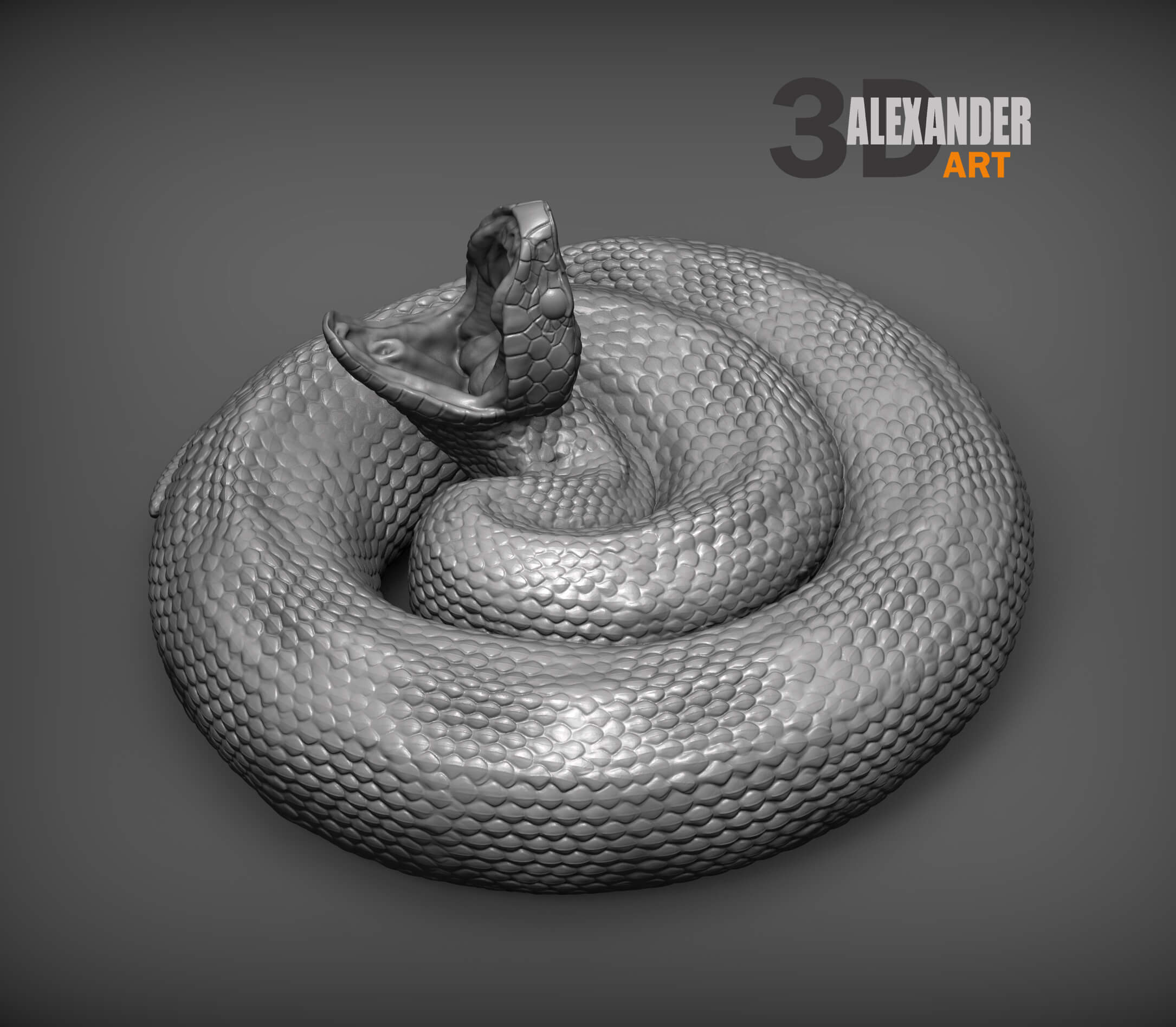 Northern Cottonmouth Snake 3D Print Model by Alexander3dart