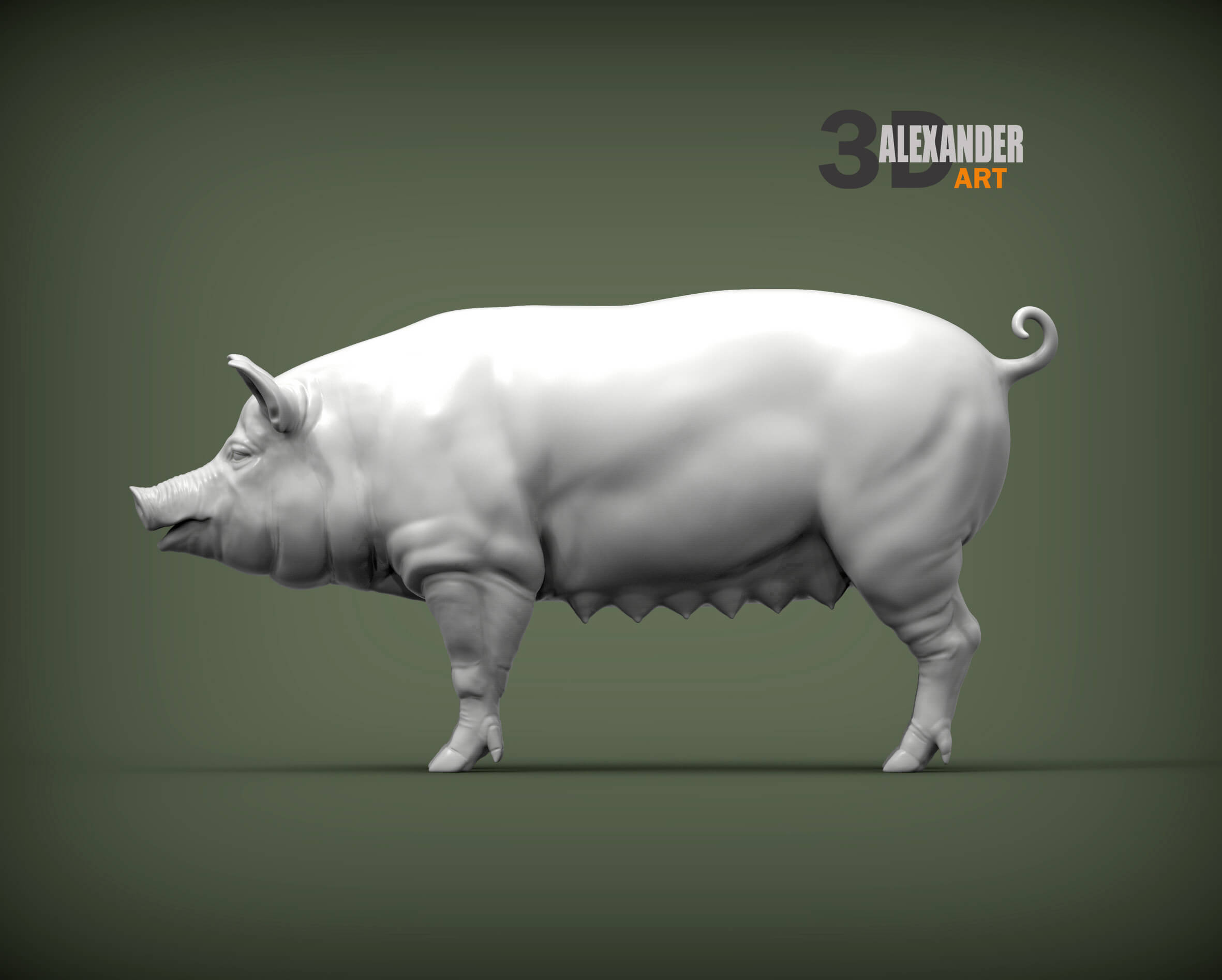 Pig 3D Print Model by Alexander3dart