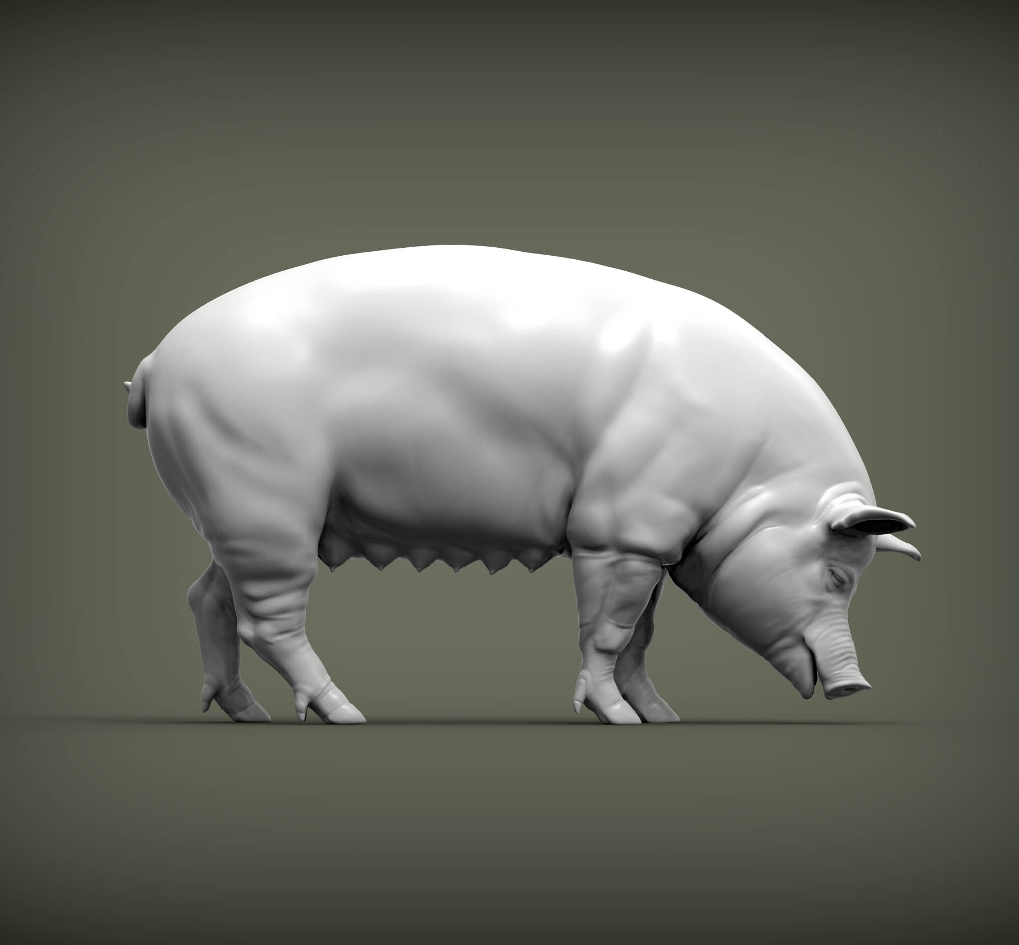 Pig Eats 3D Print Model by Alexander3dart