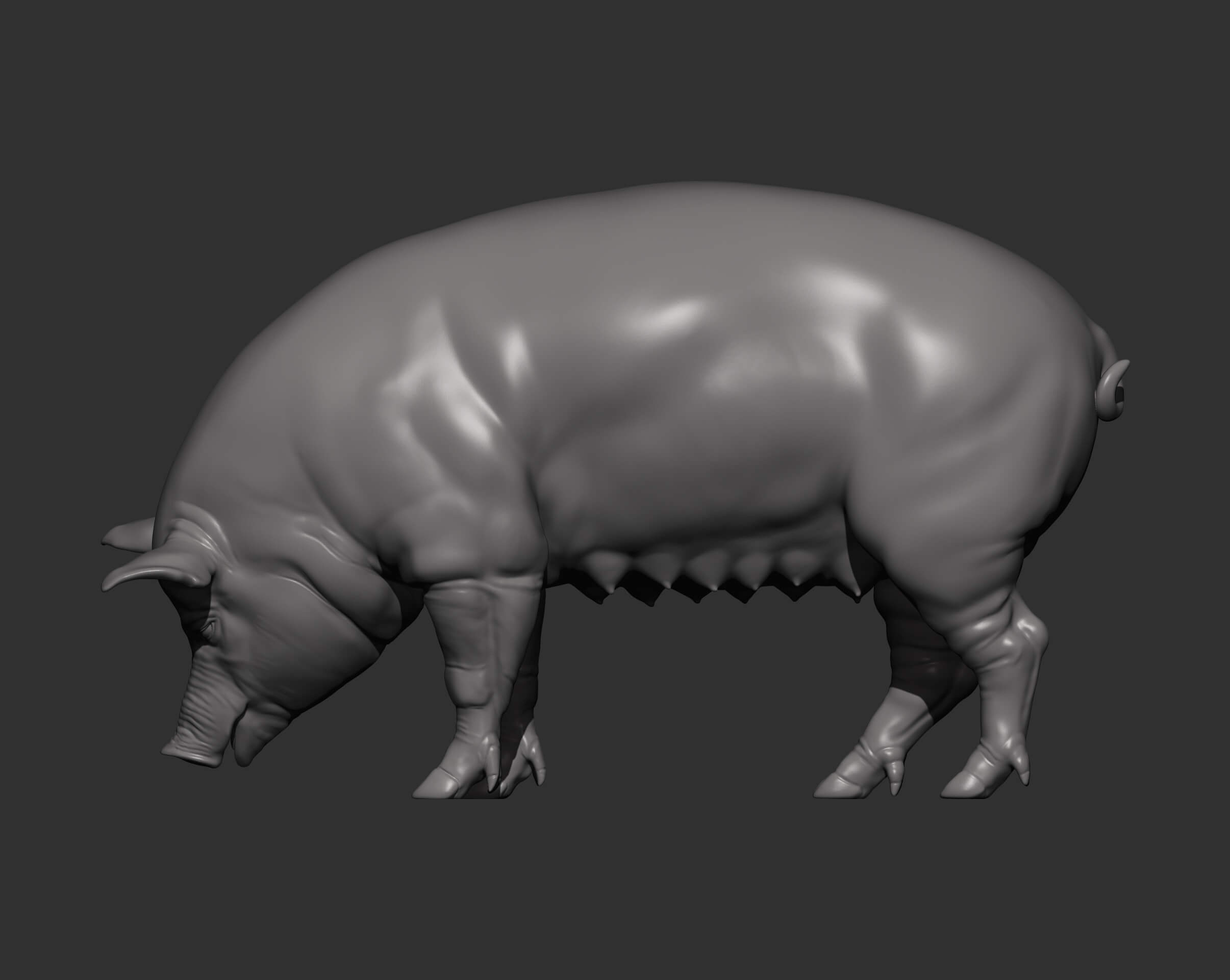Pig Eats 3D Print Model by Alexander3dart