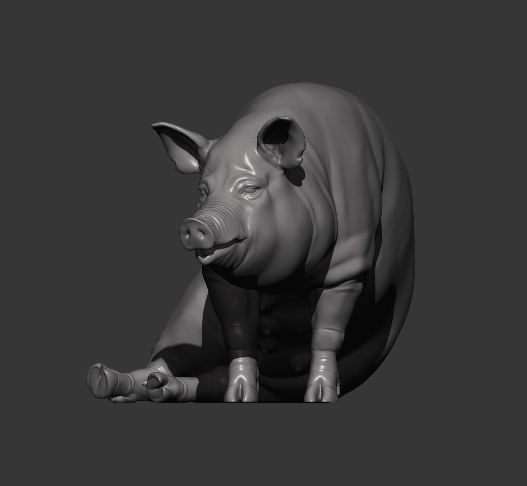 Pig Sitting Sculpture - 3D Model by Alexander3dart
