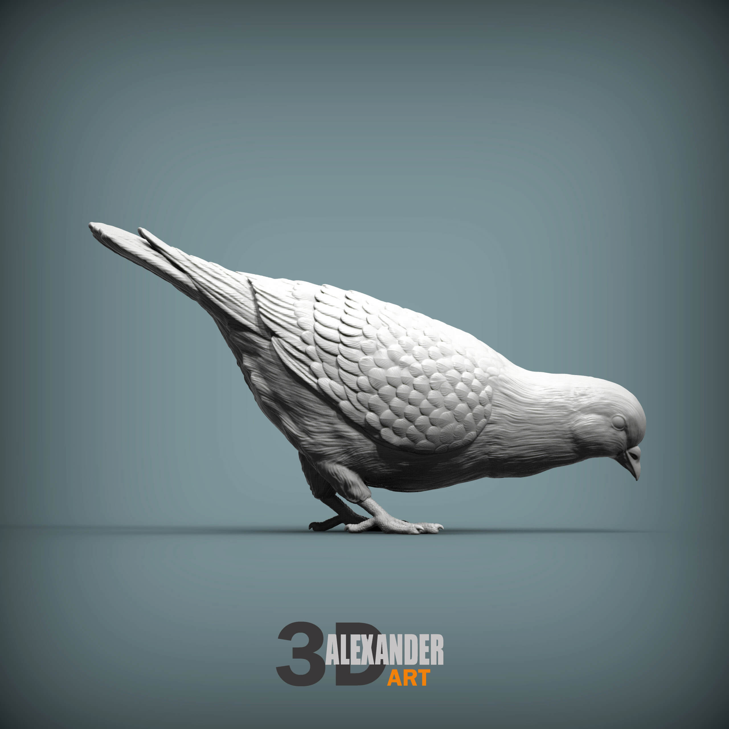 Pigeon Eats Sculpture - 3D Model by Alexander3dart