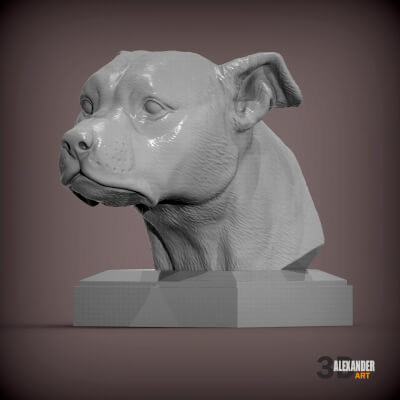 Pit Bull Sculpture - 3D Model by Alexander3dart