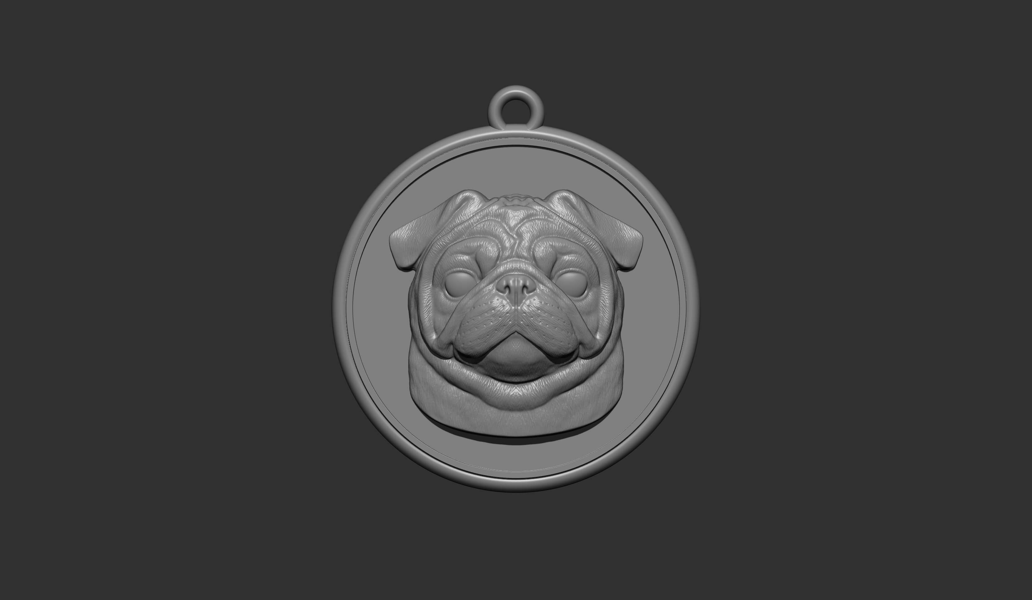 Pug Head Relief - 3D Model by Alexander3dart