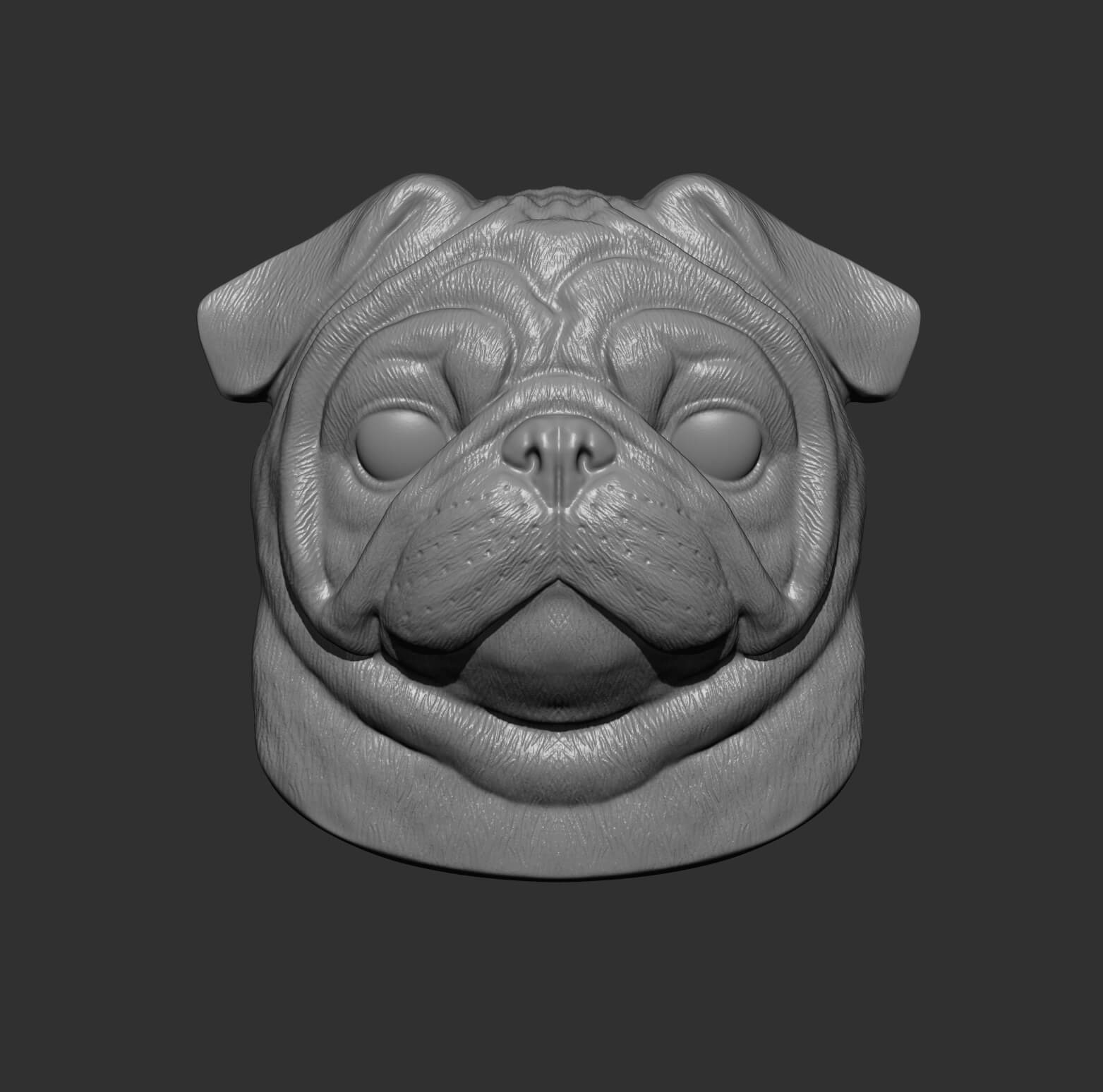 Pug Head Relief - 3D Model by Alexander3dart
