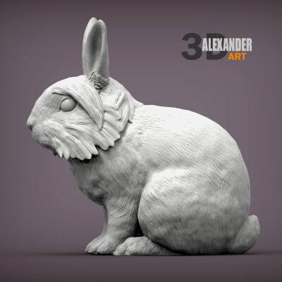 Rabbit 3D Print Model by Alexander3dart