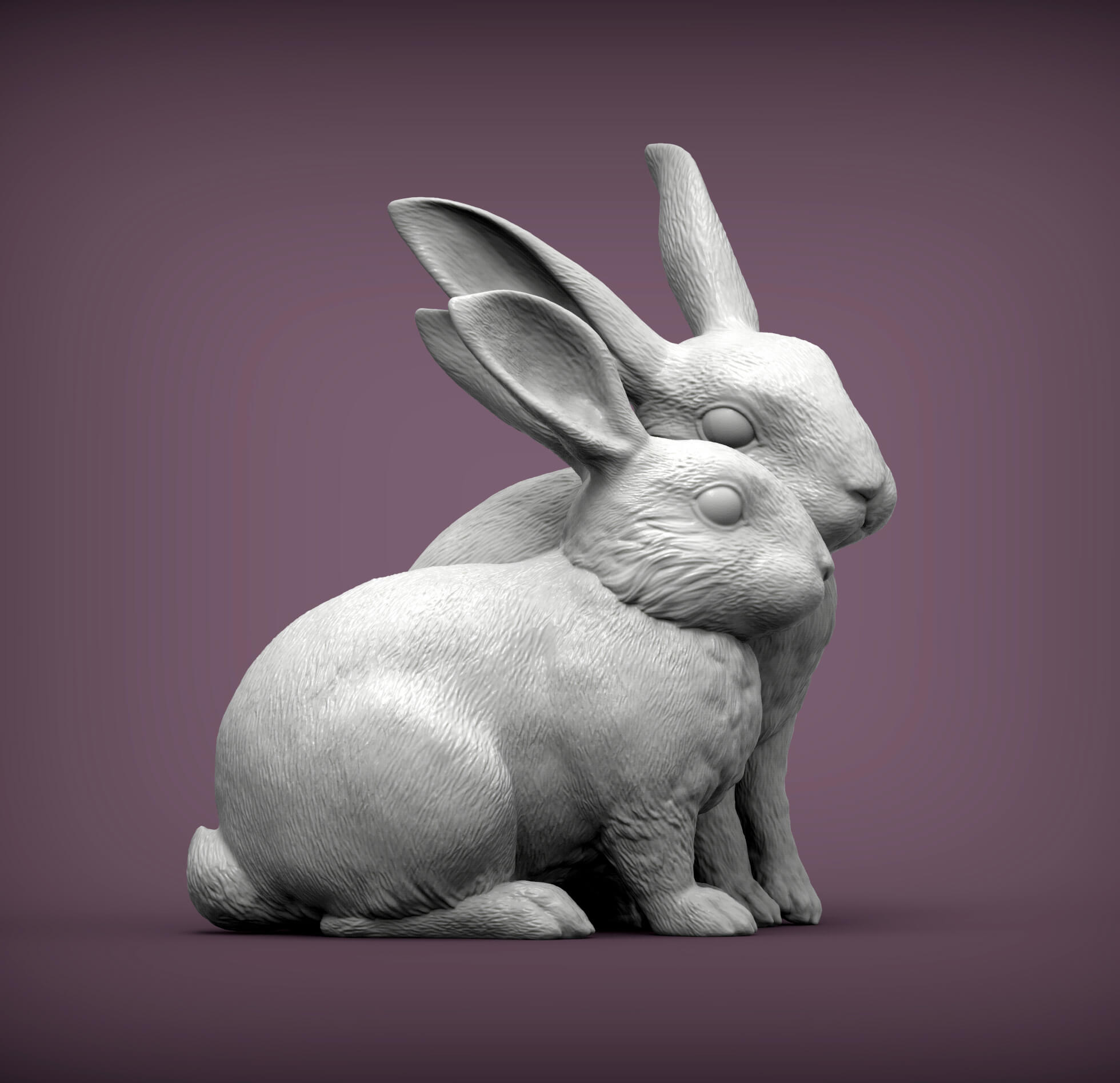 Rabbit Love Sculpture - 3D Model by Alexander3dart