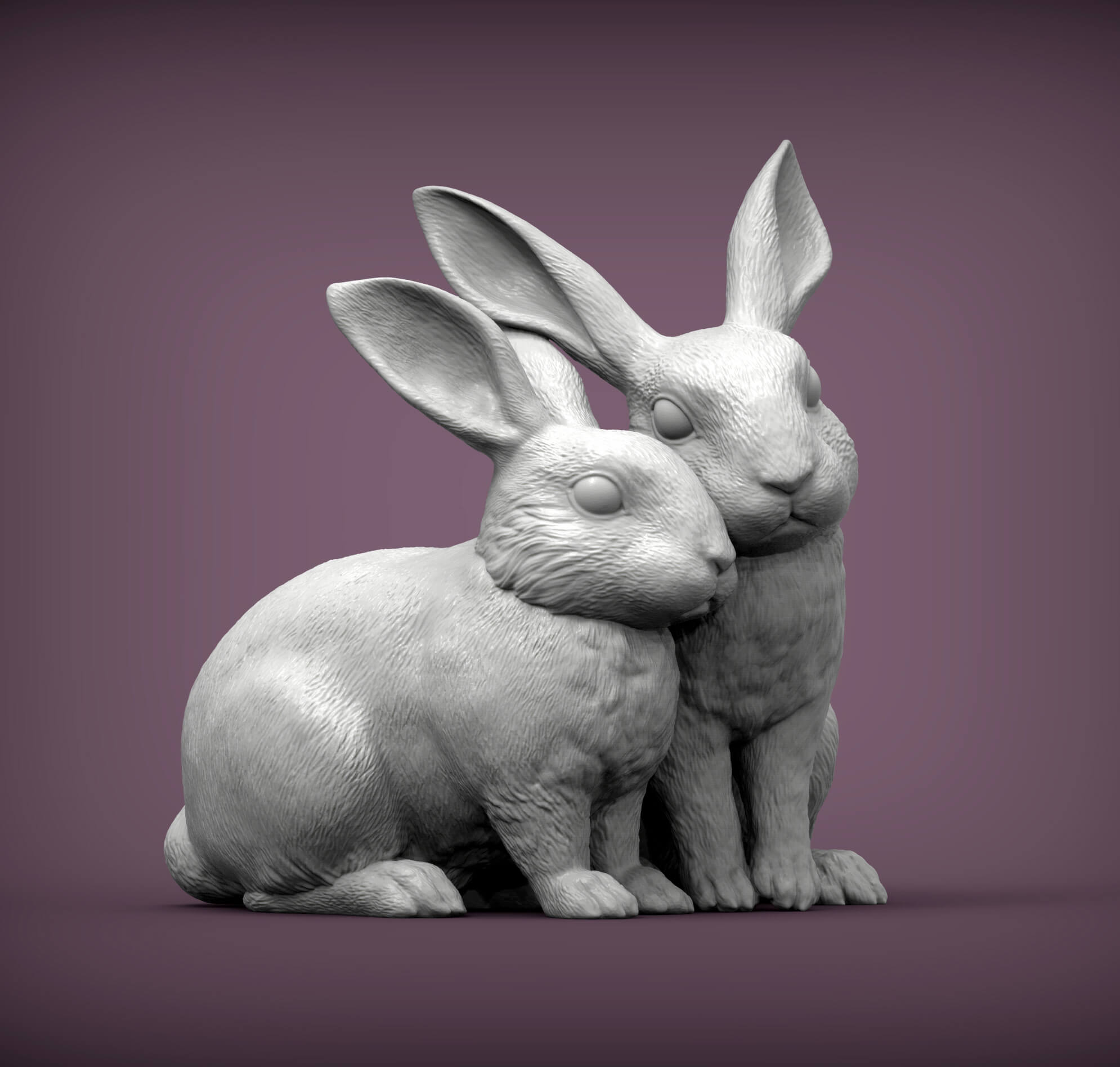 Rabbit Love Sculpture - 3D Model by Alexander3dart