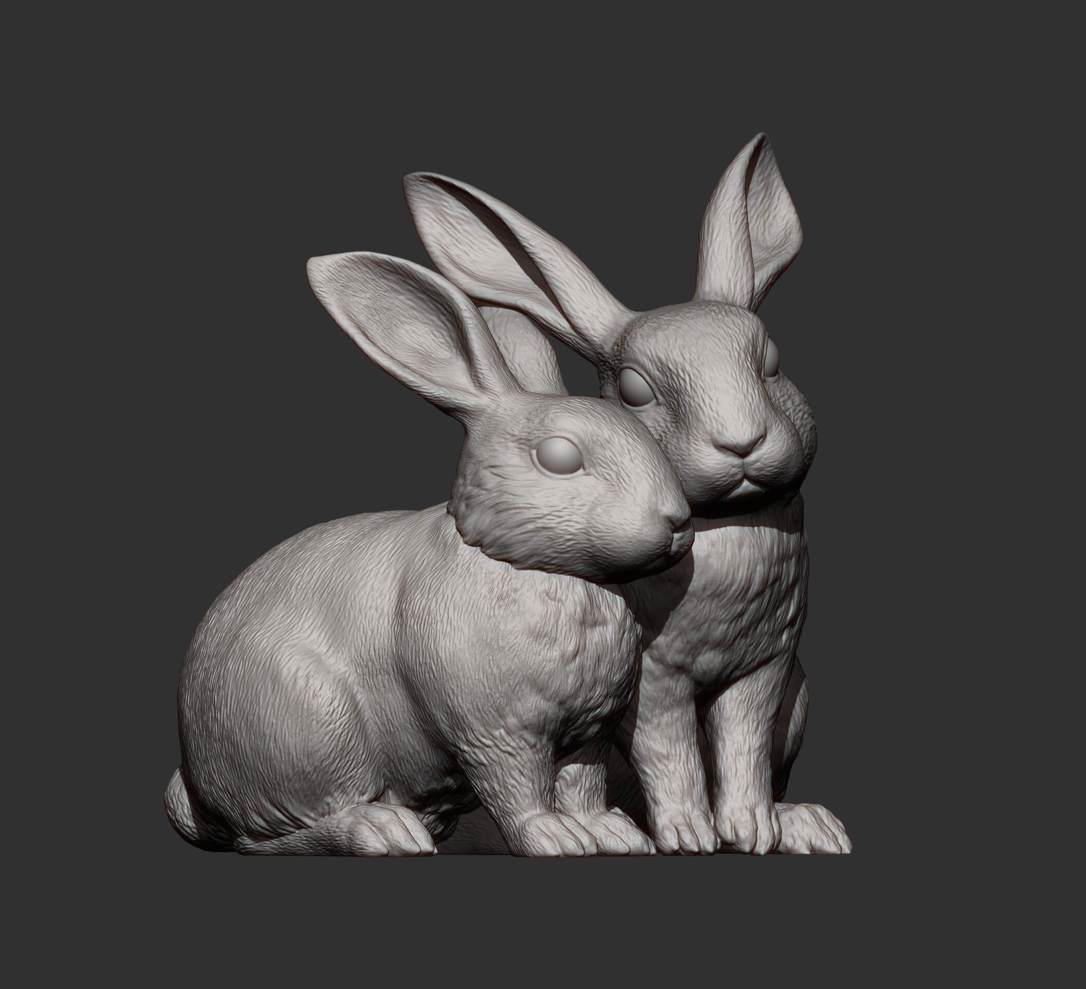 Rabbit Love Sculpture - 3D Model by Alexander3dart