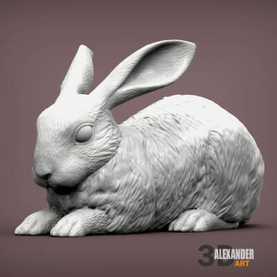 Rabbit Sculpture - 3D Model by Alexander3dart