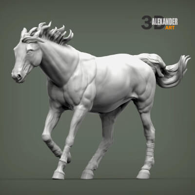 Racehorse Horse Running - 3D Model by Alexander3dart