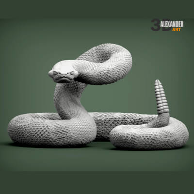 Rattlesnake Snake - 3D Model by Alexander3dart