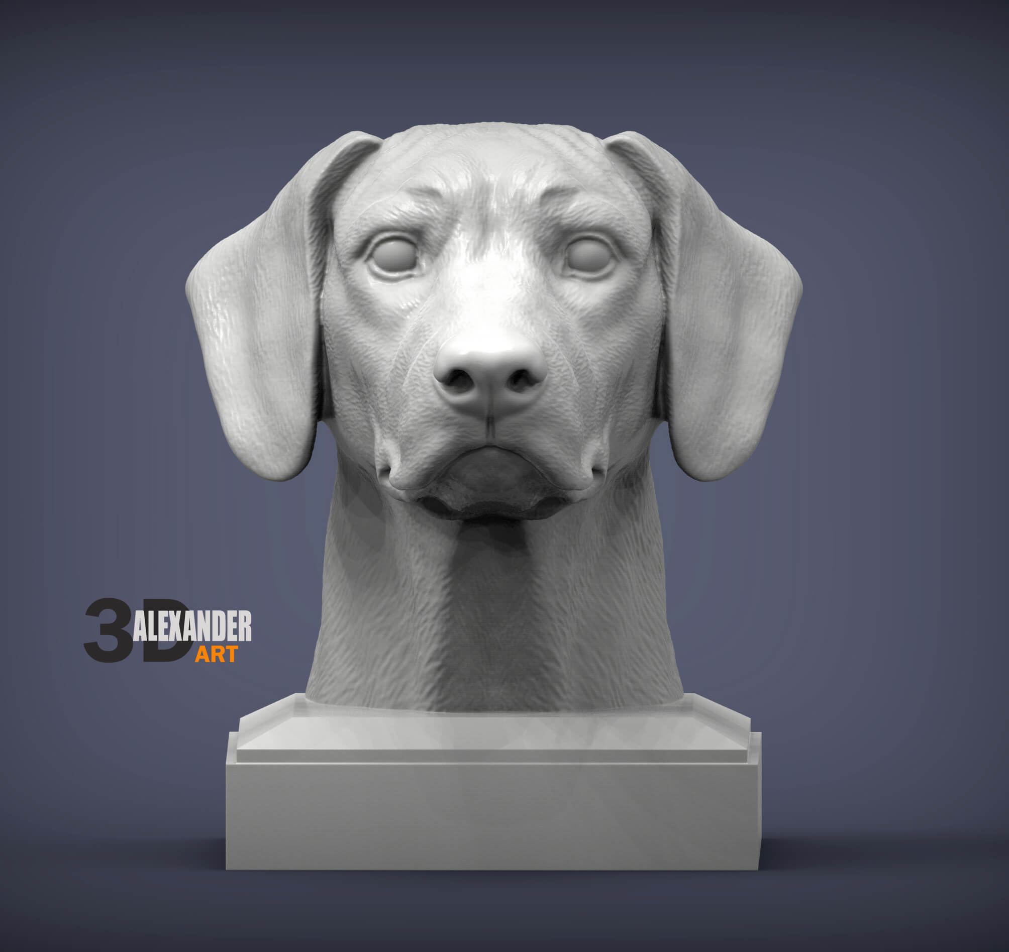 Rhodesian Ridgeback Bust - 3D Model by Alexander3dart