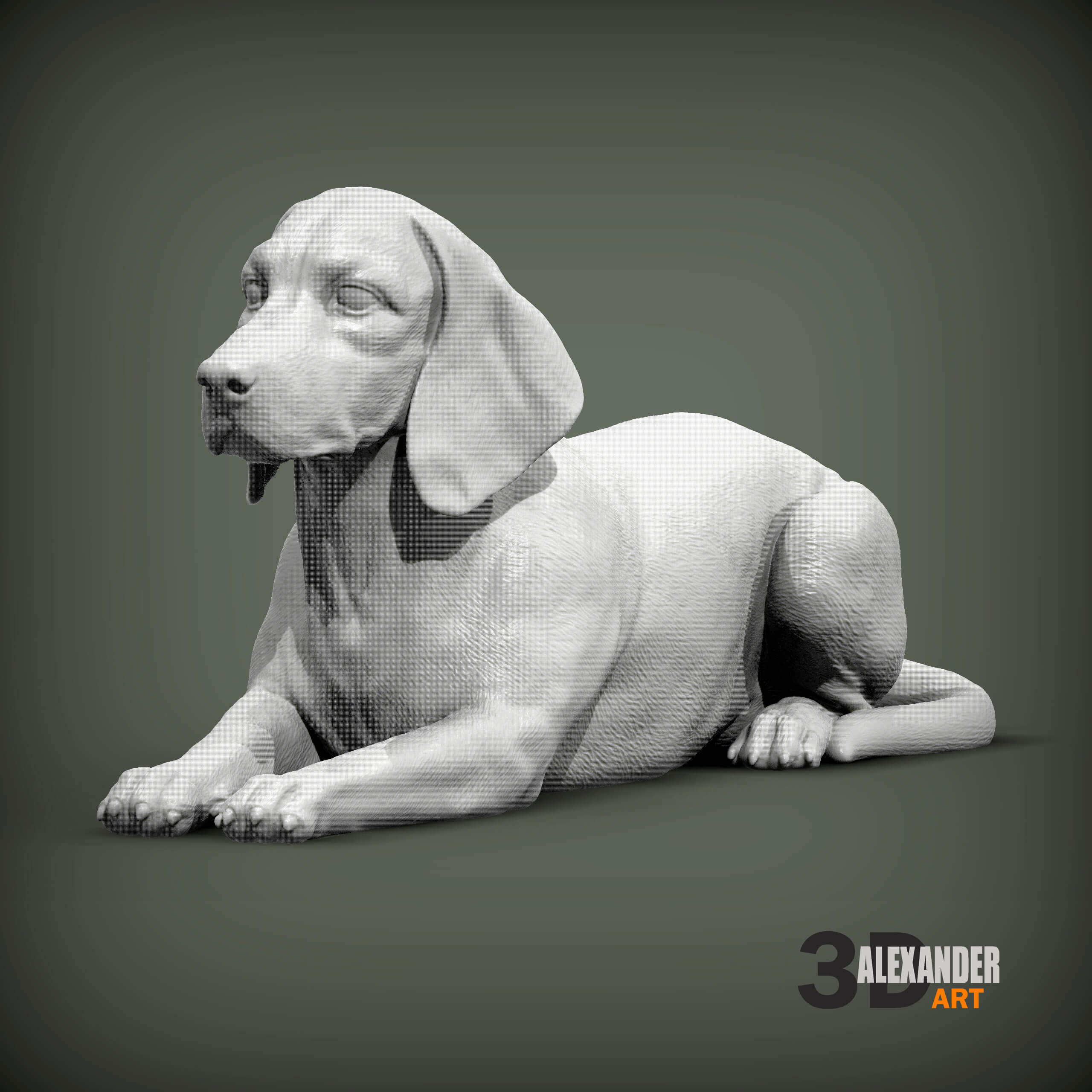 Beagle Is Lying Down - 3D Model by Alexander3dart