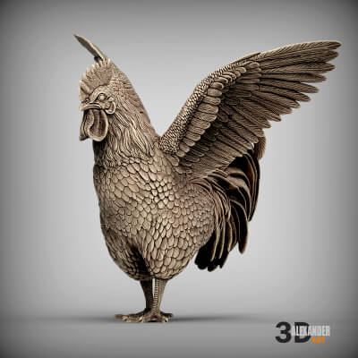 Rooster Flaps Its Wings - 3D Model by Alexander3dart