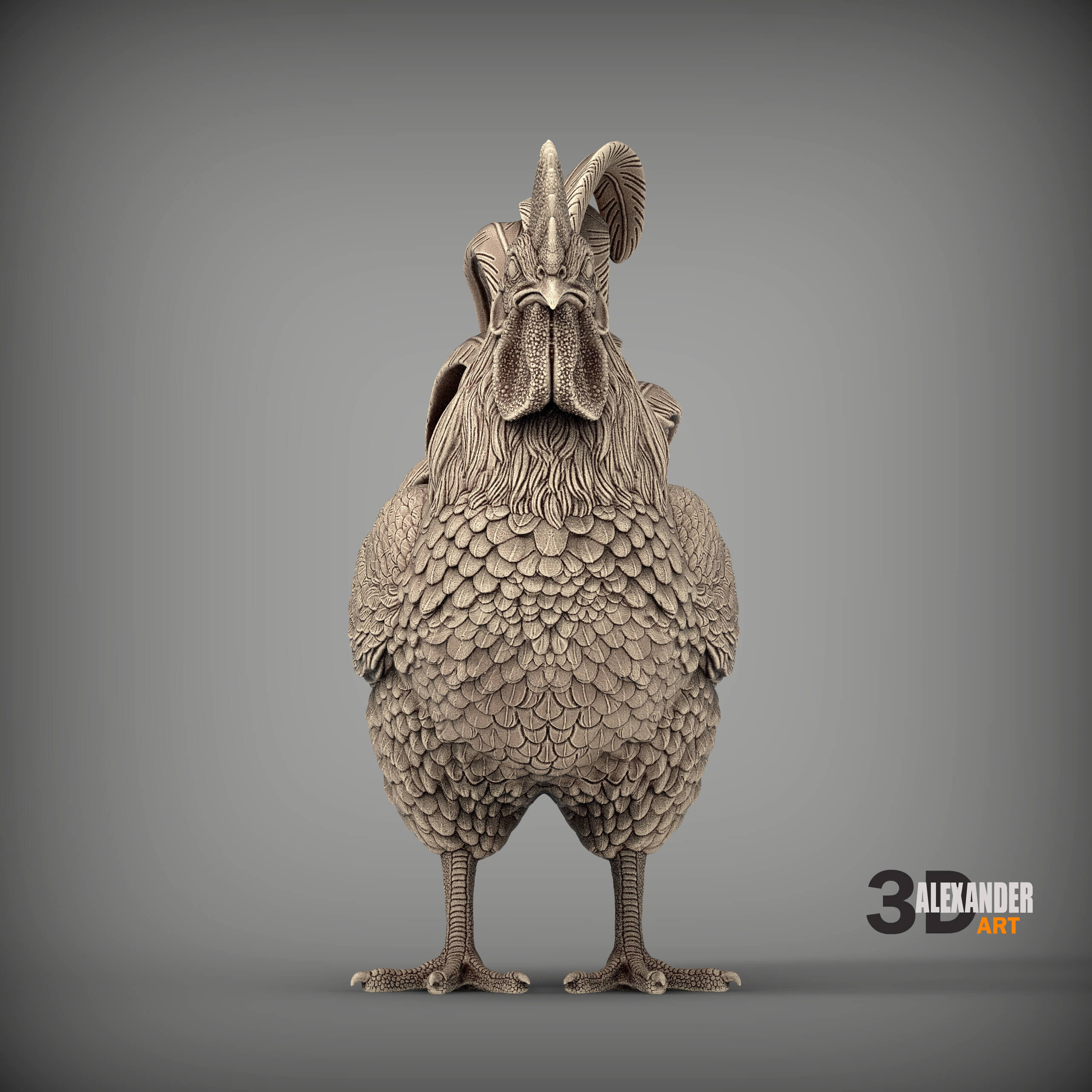 Rooster Sculpture - 3D Model by Alexander3dart