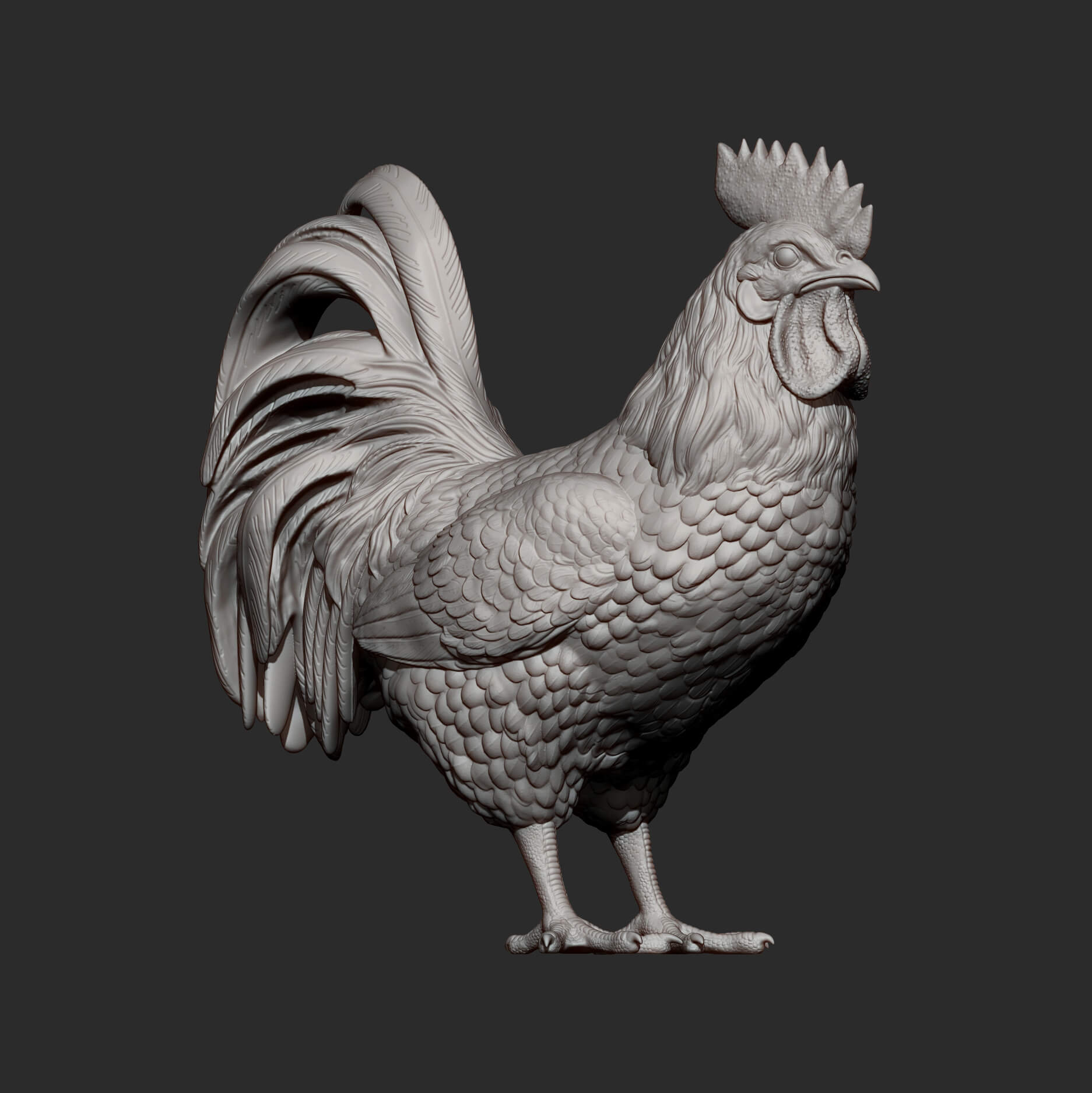 Rooster Sculpture - 3D Model by Alexander3dart