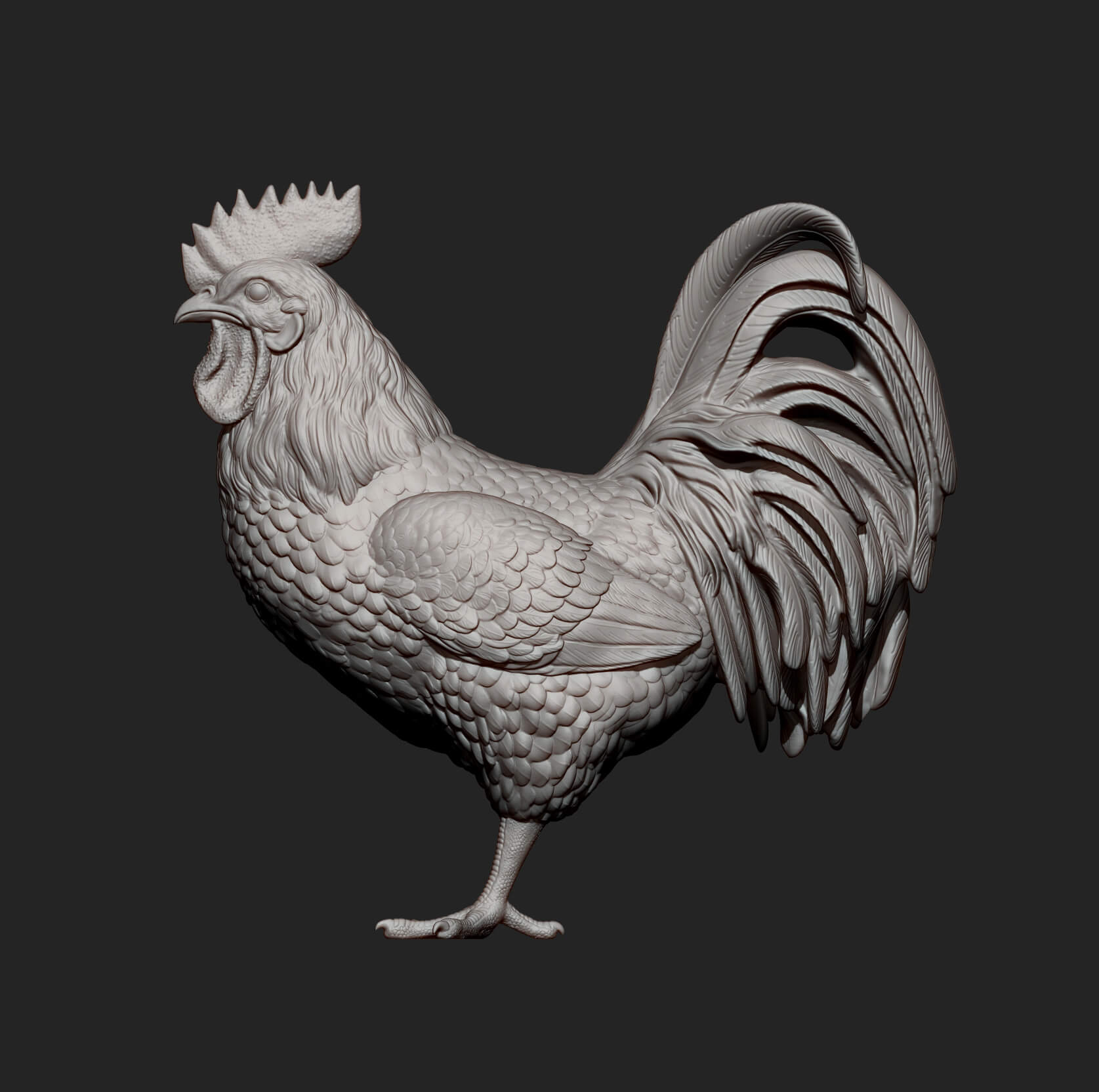 Rooster Sculpture - 3D Model by Alexander3dart