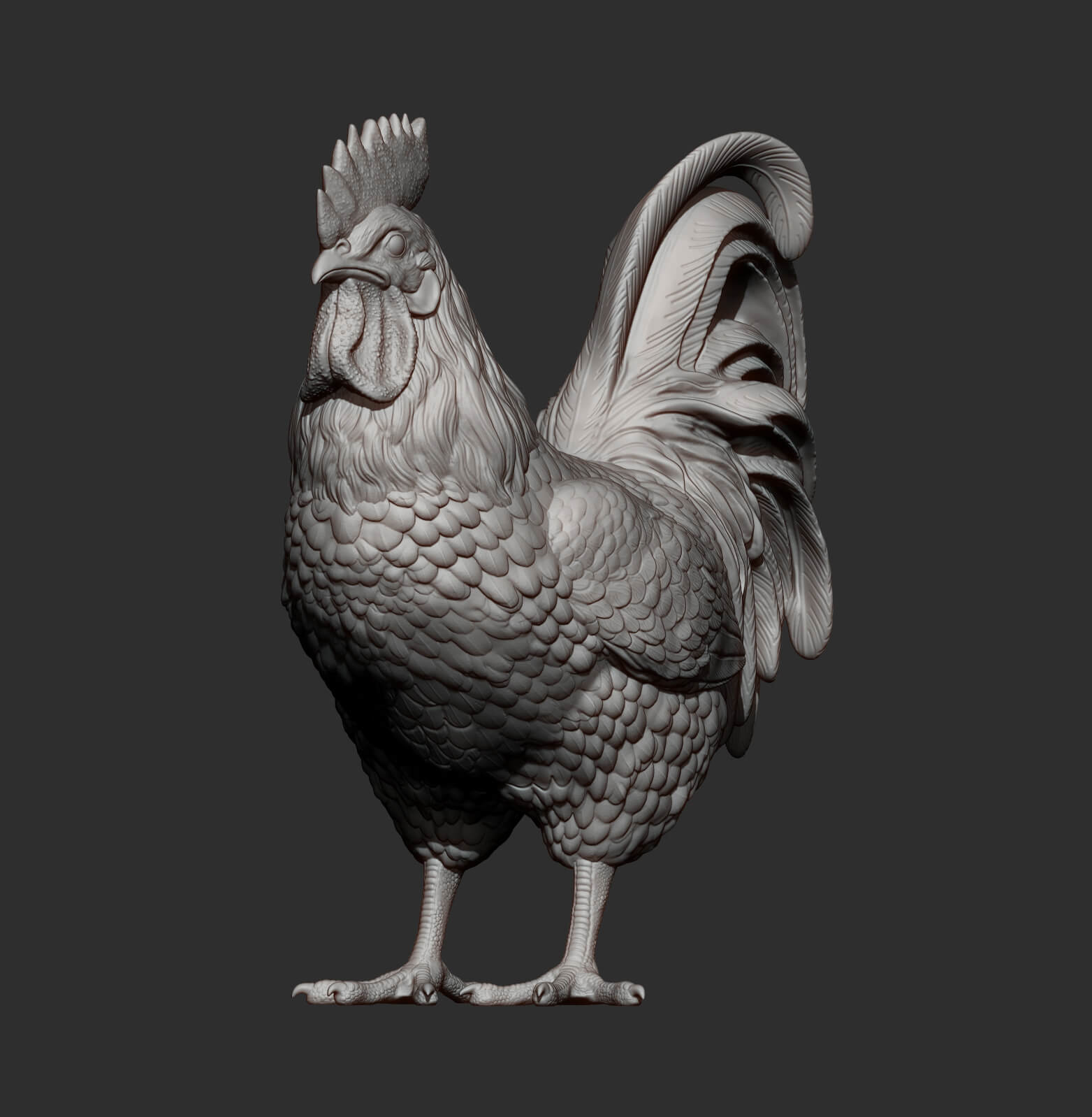 Rooster Sculpture - 3D Model by Alexander3dart