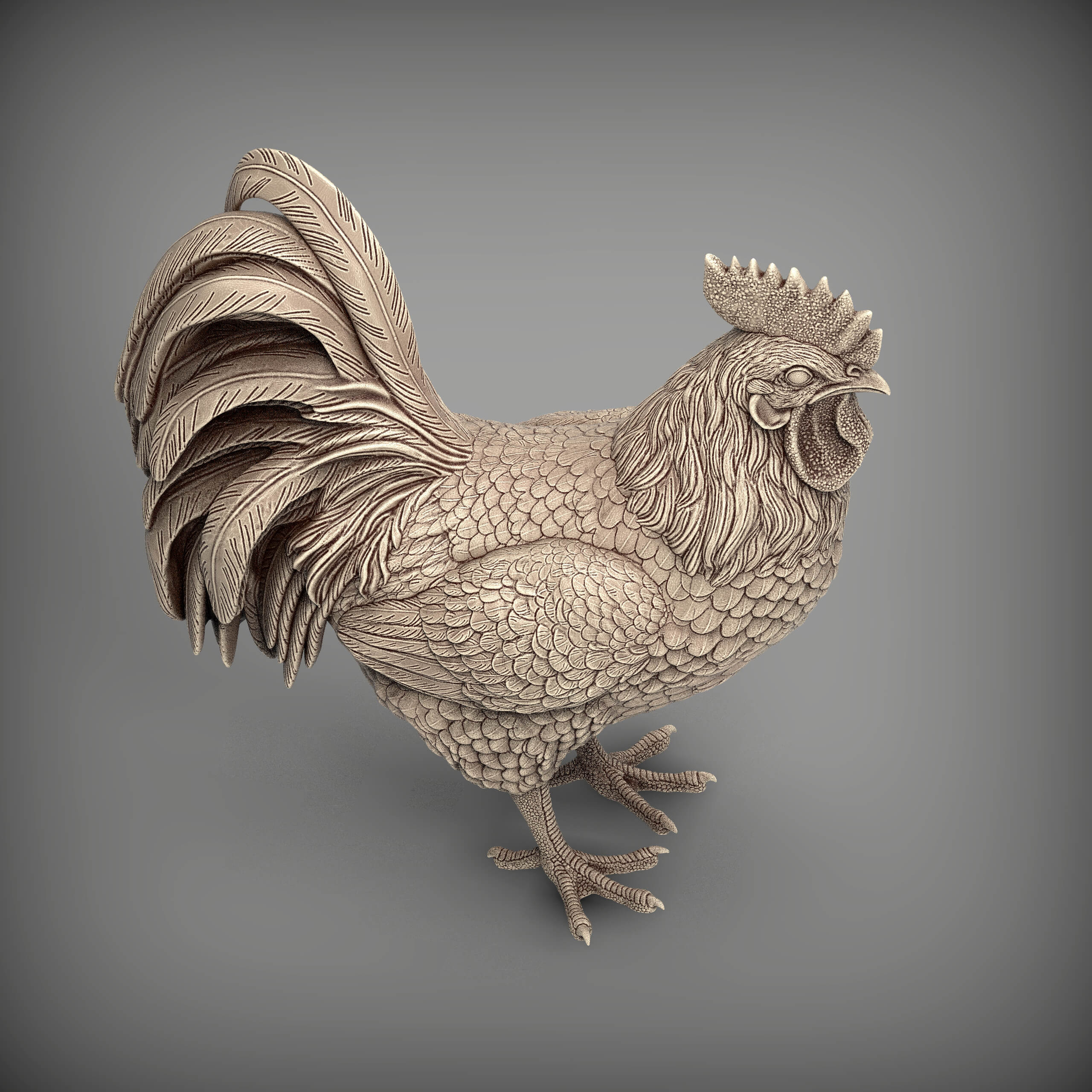 Rooster Sculpture - 3D Model by Alexander3dart