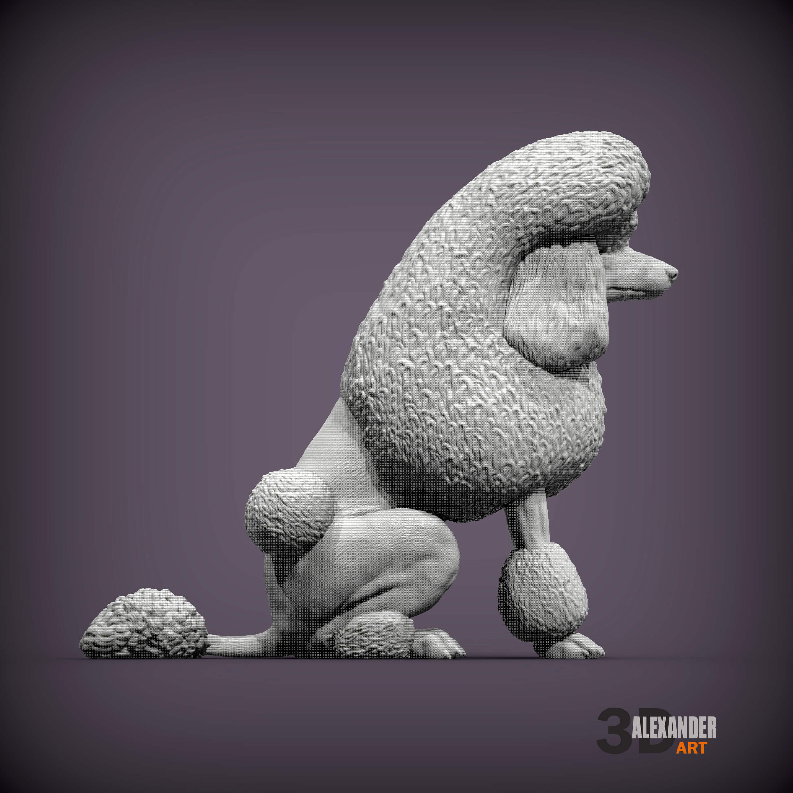 Royal Poodle Sitting - 3D Model by Alexander3dart
