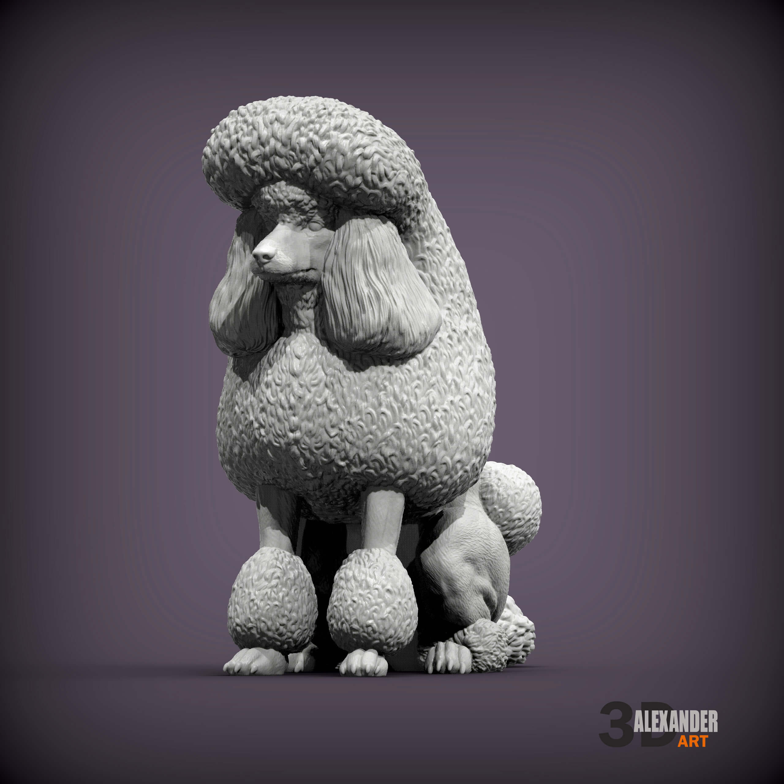 Royal Poodle Sitting - 3D Model by Alexander3dart