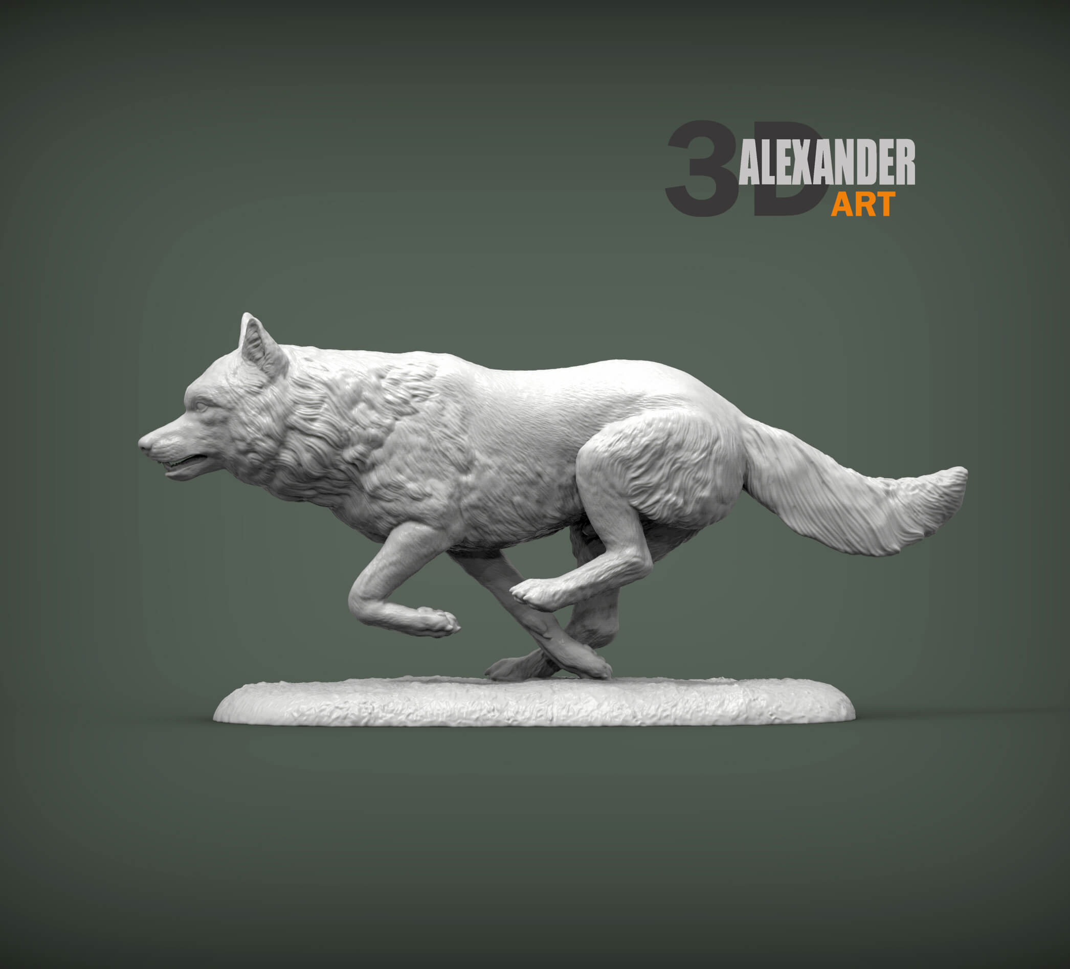 Running Wolf 3D Print Model by Alexander3dart