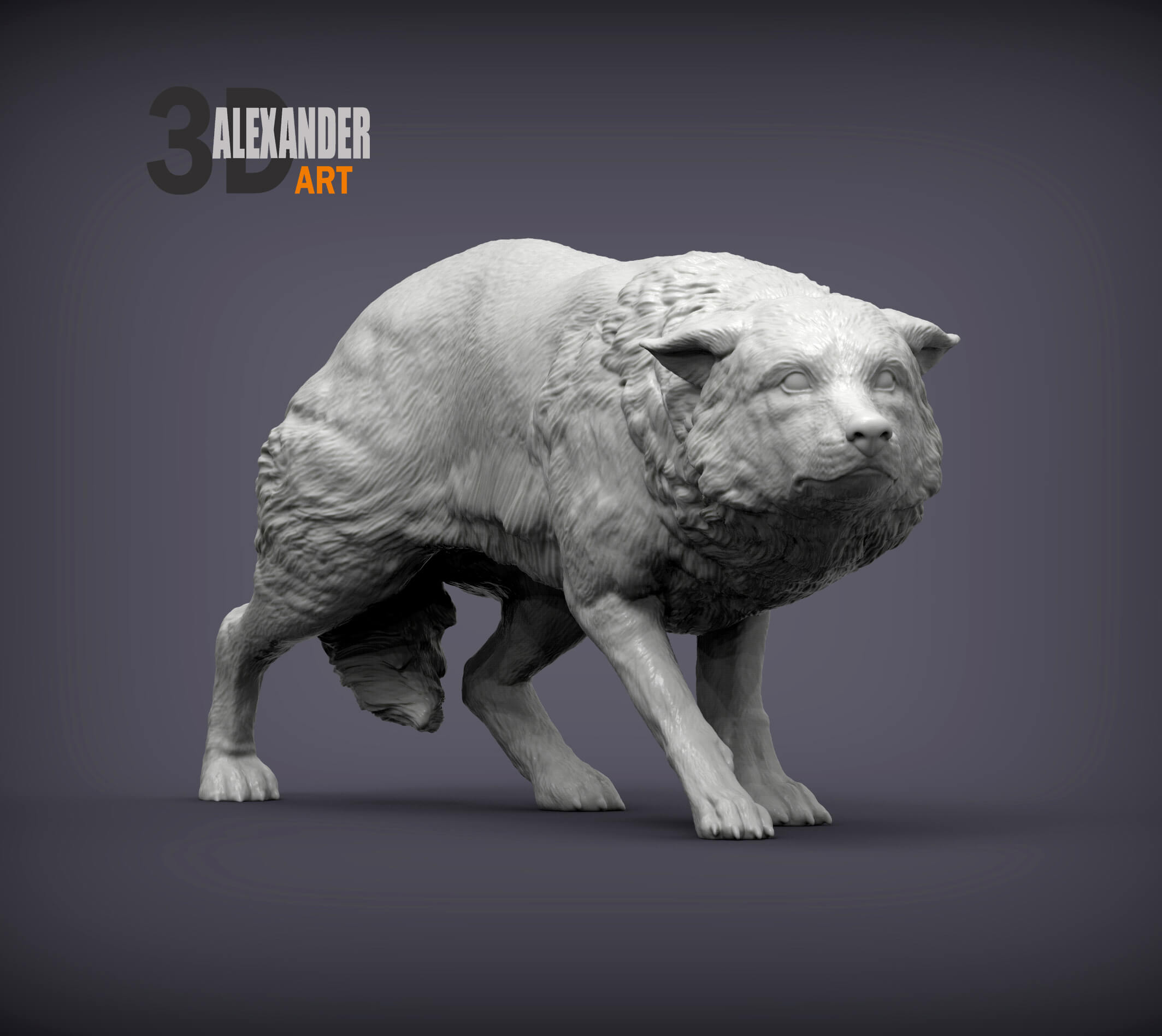 Scared Wolf 3D Print Model by Alexander3dart