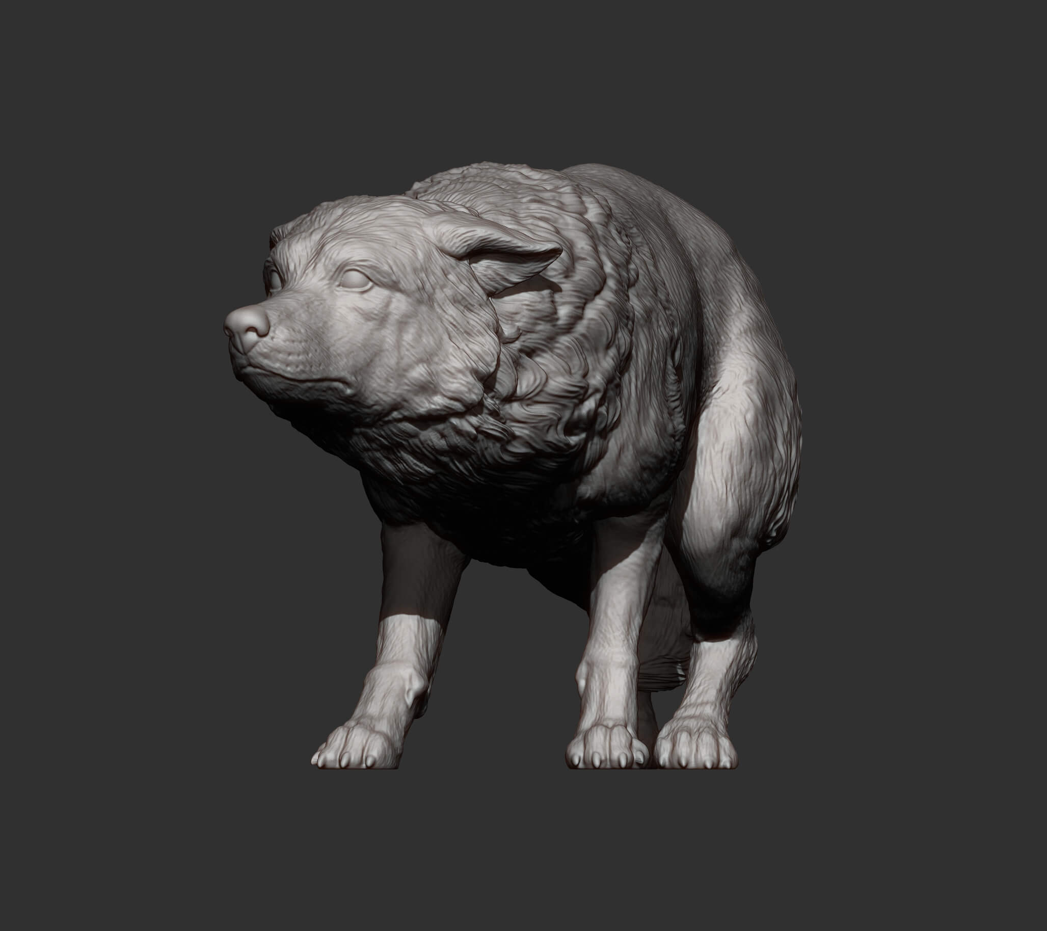 Scared Wolf 3D Print Model by Alexander3dart