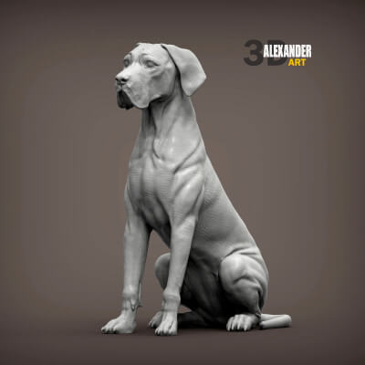 Sculpture German Dog - 3D Model by Alexander3dart