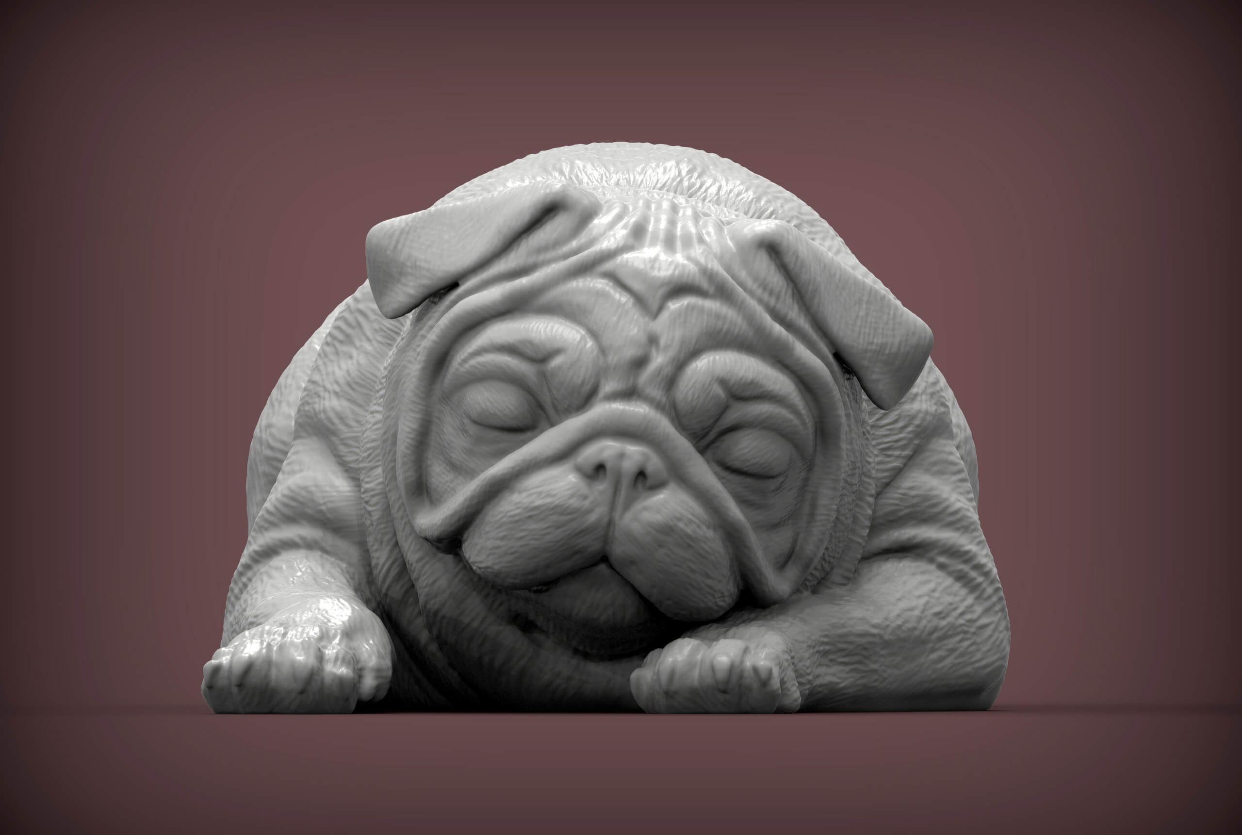Sculpture Pug - 3D Model by Alexander3dart