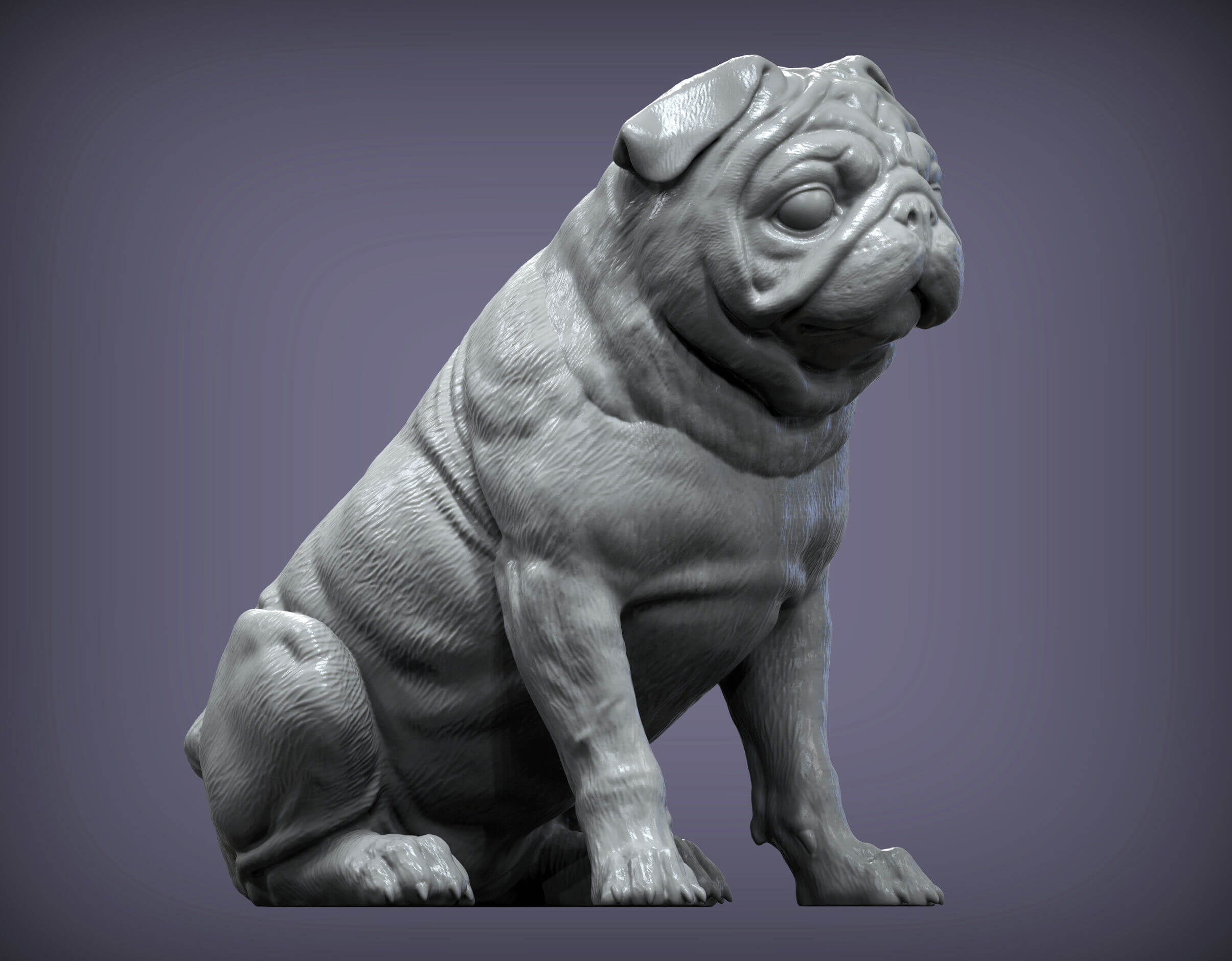 Sculpture Pug - 3D Model by Alexander3dart