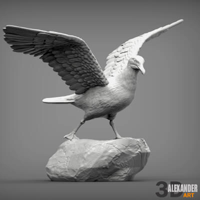 Seagull on The Stone 3D Print Model by Alexander3dart