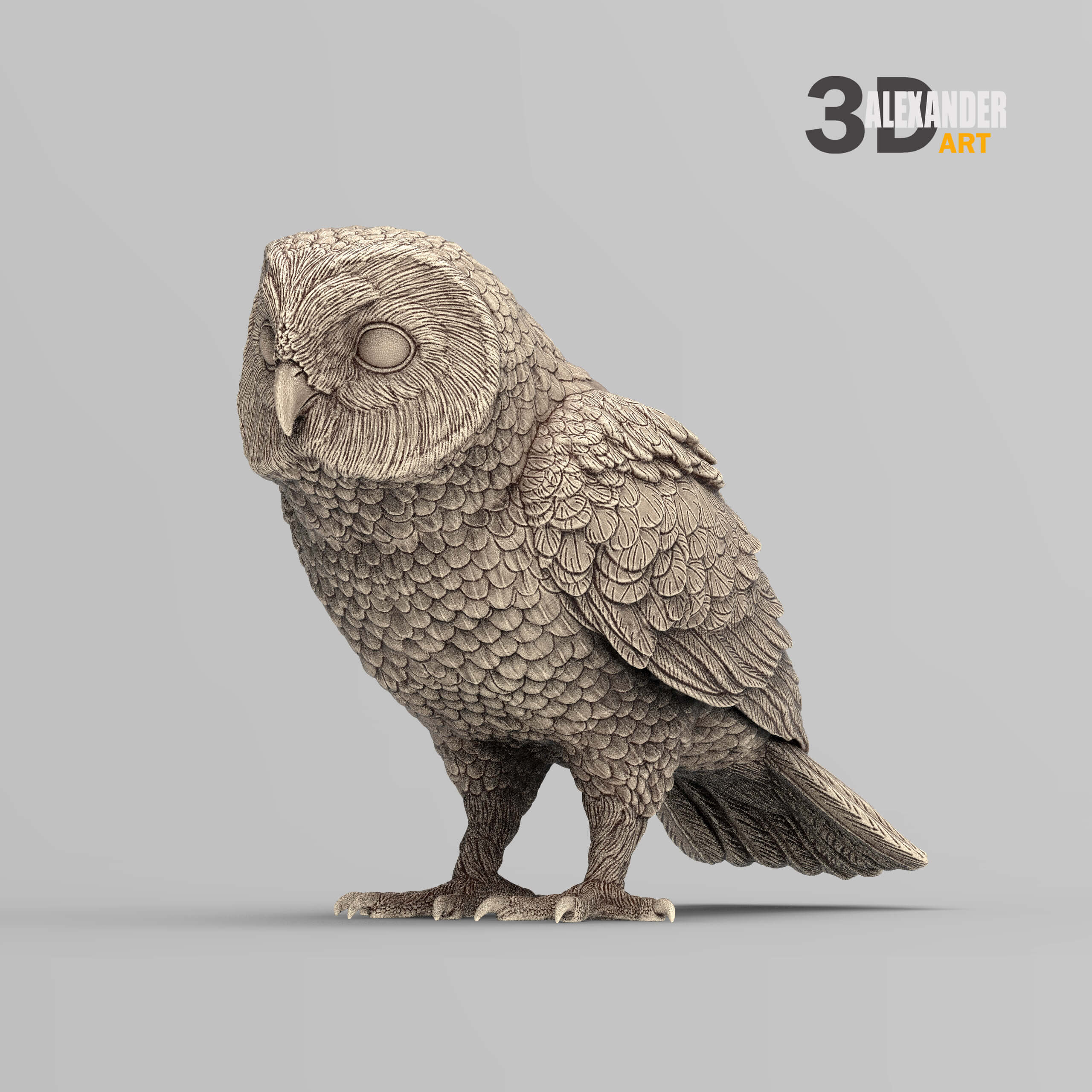 Short-Eared Owl 3D Model by Alexander3dart