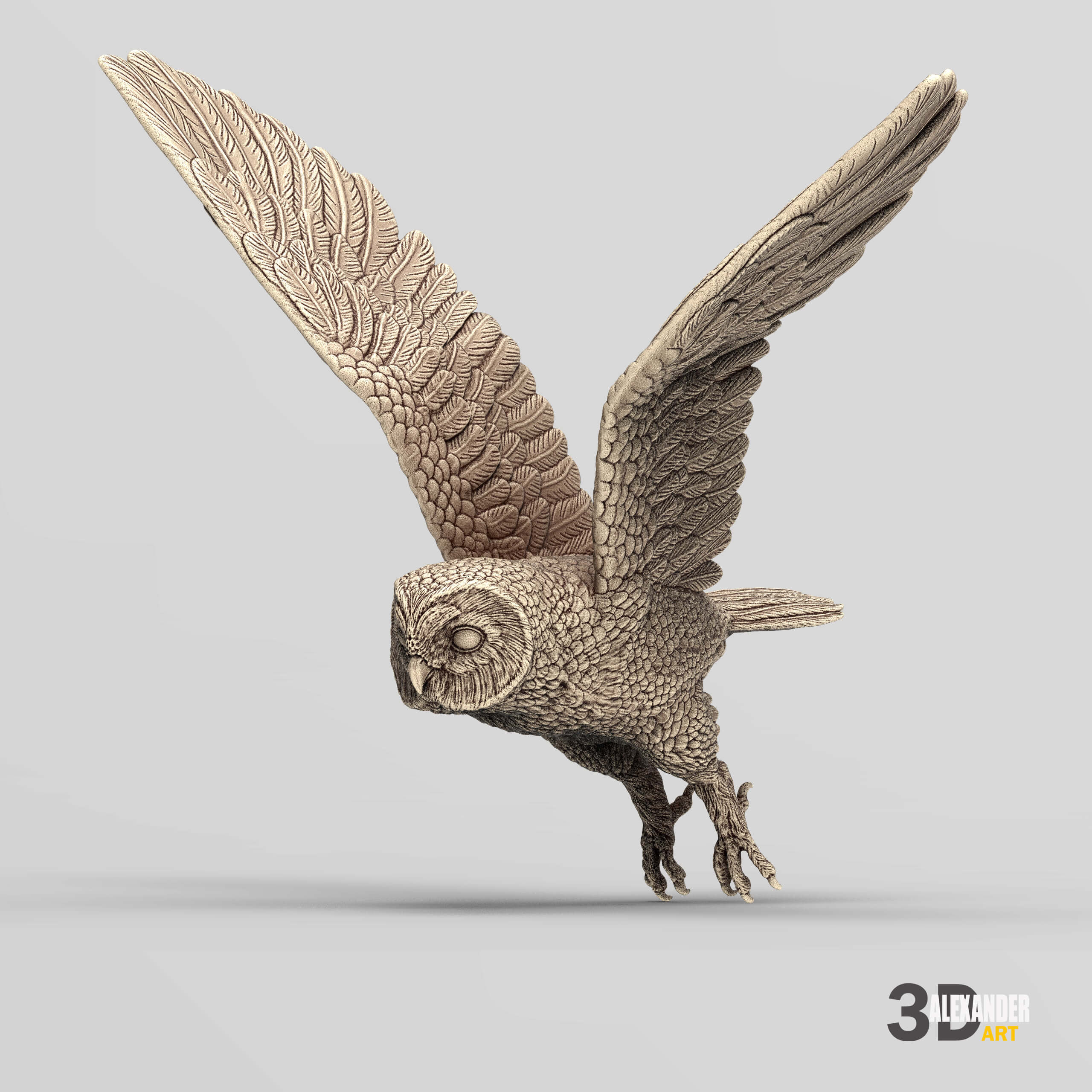Short-Eared Owl Takes Flight 3D Model by Alexander3dart