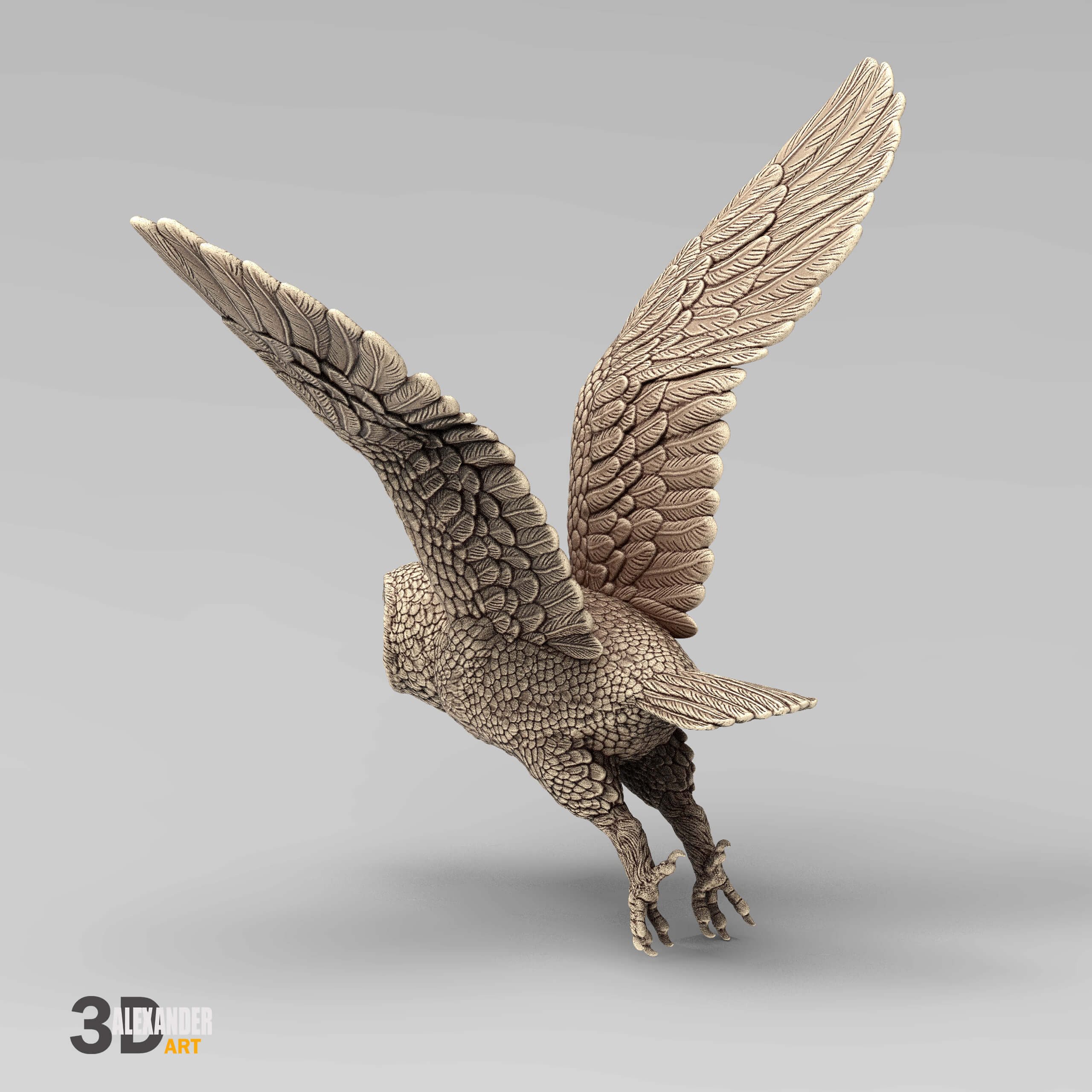 Short-Eared Owl Takes Flight 3D Model by Alexander3dart