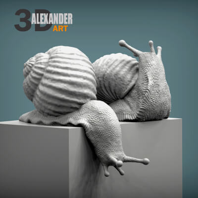 Snail Two Snails - 3D Model by Alexander3dart