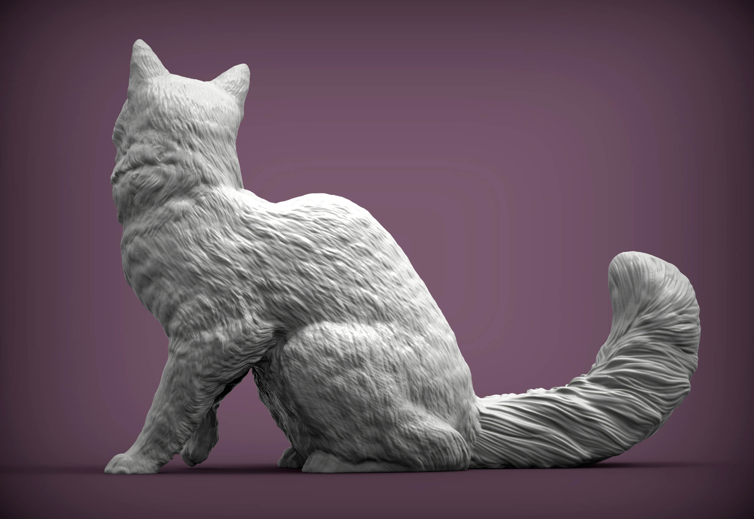 Somali Cat Sculpture - 3D Model by Alexander3dart