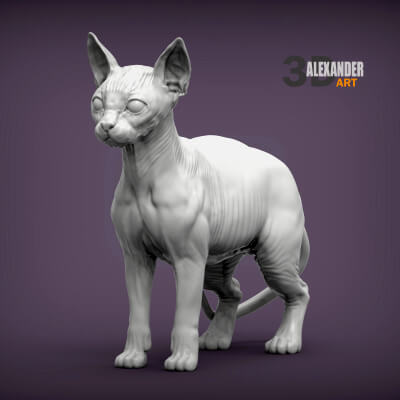Sphinx Cat Sculpture - 3D Model by Alexander3dart
