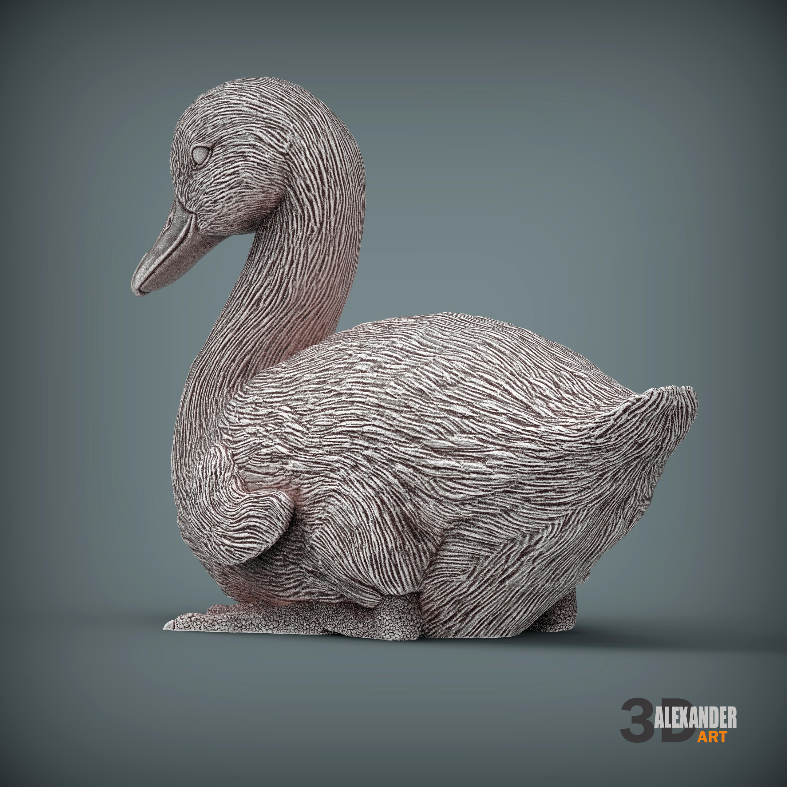 Swan Baby is Lying Down - 3D Model by Alexander3dart