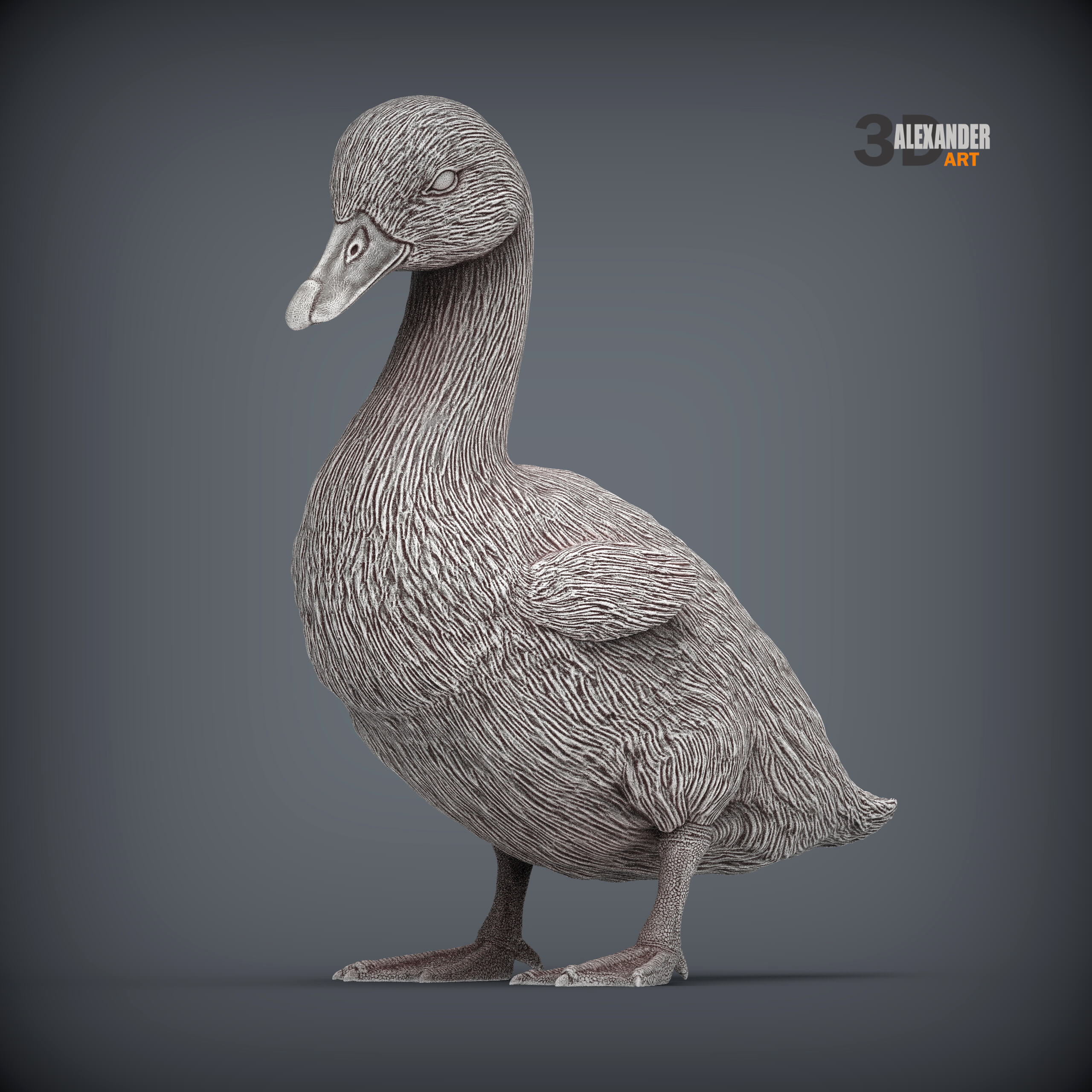 Swan Baby Sculpture - 3D Model by Alexander3dart