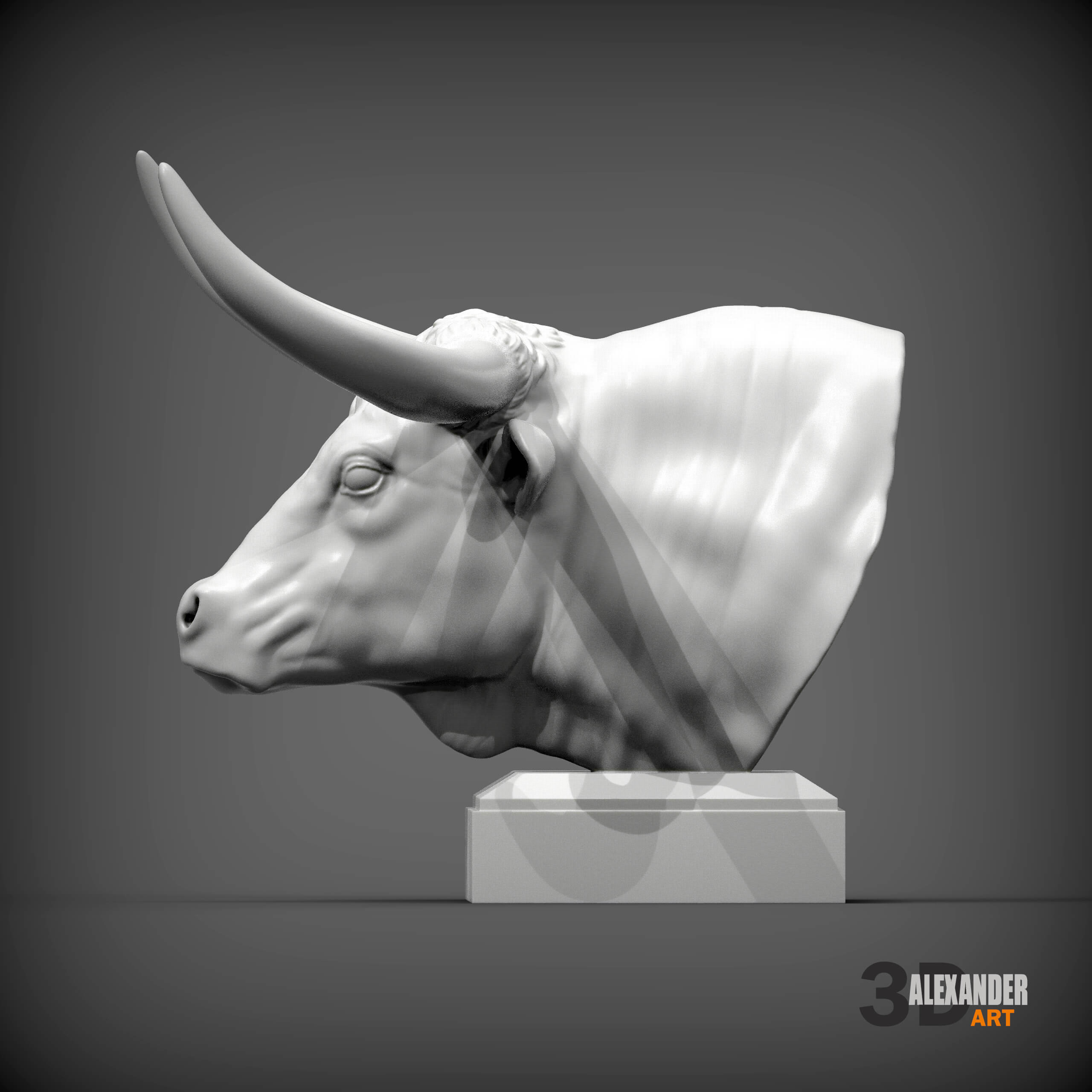 Texas Longhorn Bust - 3D Model by Alexander3dart